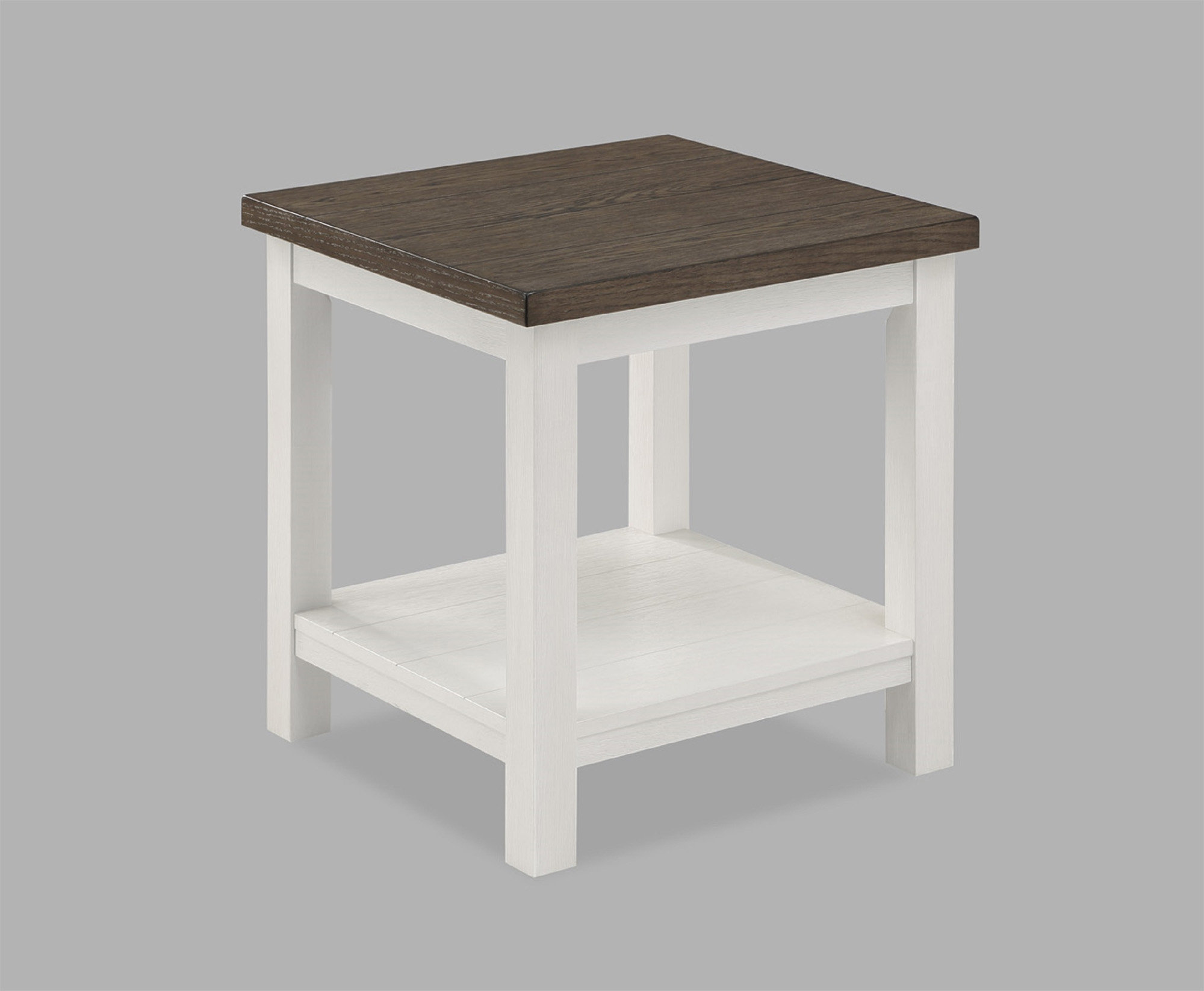 August Grove 1Pc Farmhouse Style Brown End Table With White Base ...