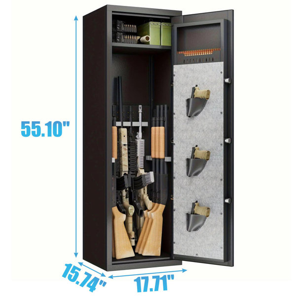 HOSSEJOY Large Gun Safe Cabinet With 3 Pistol Pouches, Heavy Duty ...