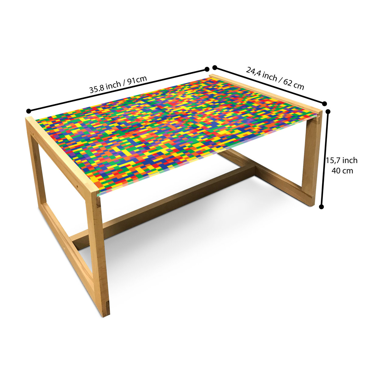 East Urban Home Mosaic Coffee Table, Pixel Art Vivid Motley Tiny ...