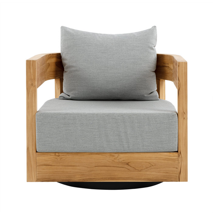 Joss & Main Everlee Outdoor Swivel Armchair, Sunbrella Canvas Granite ...