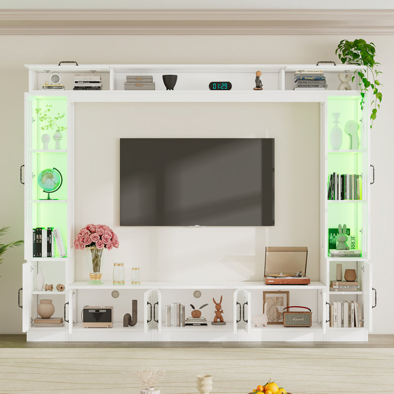 Wrought Studio™ 98" Modern Entertainment Center Wall Unit Set With ...