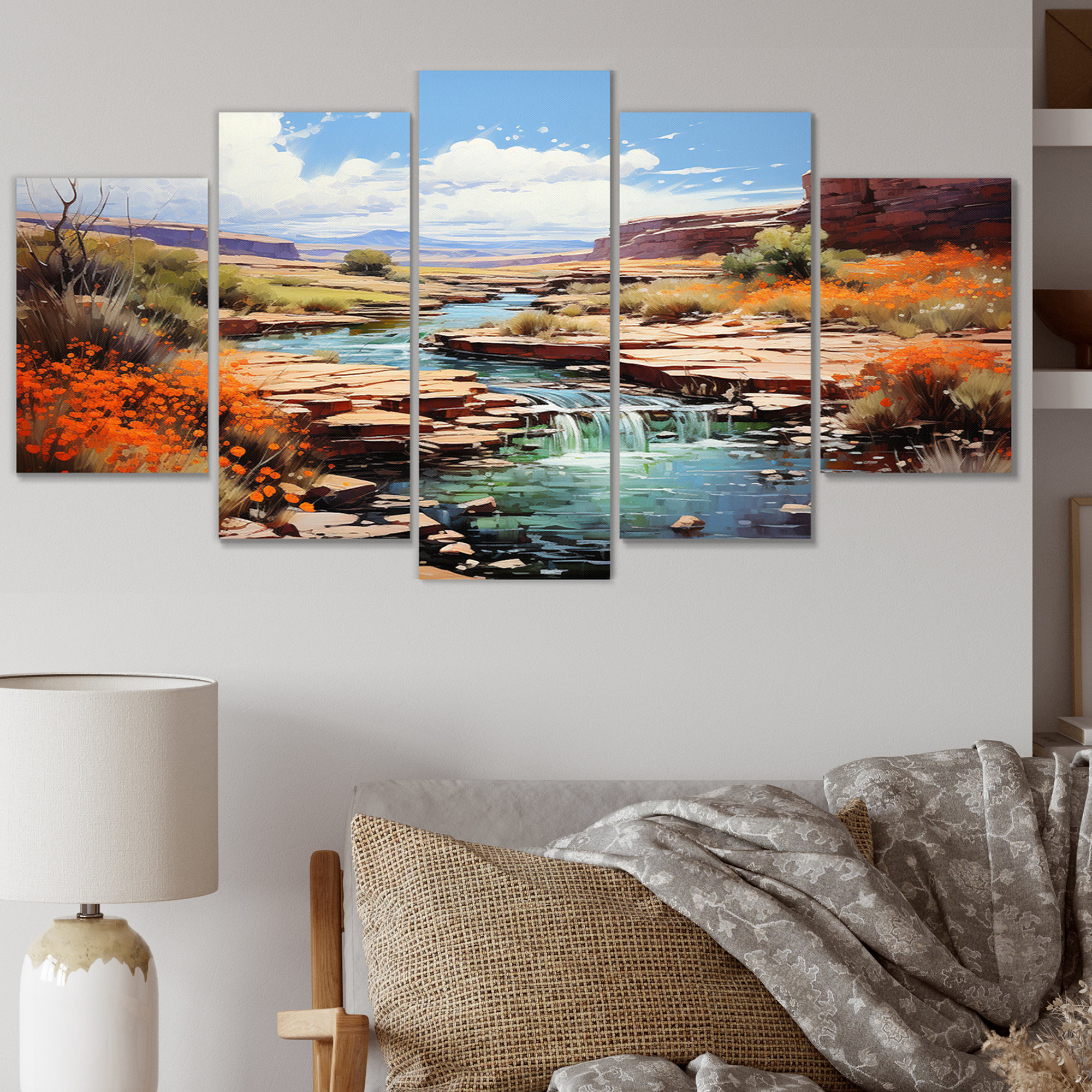 Design Art Neveda Canyon Scenery IV - Landscapes Metal Art Print Set ...