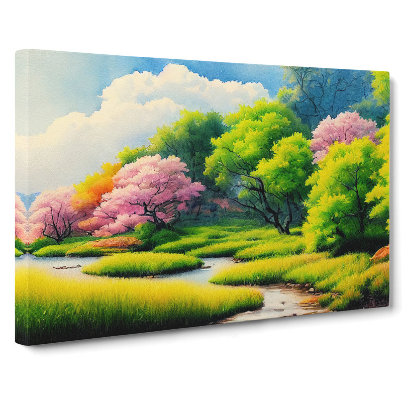 ClassicLiving Spring Forest Watercolour Vol.8 - Wrapped Canvas Painting ...