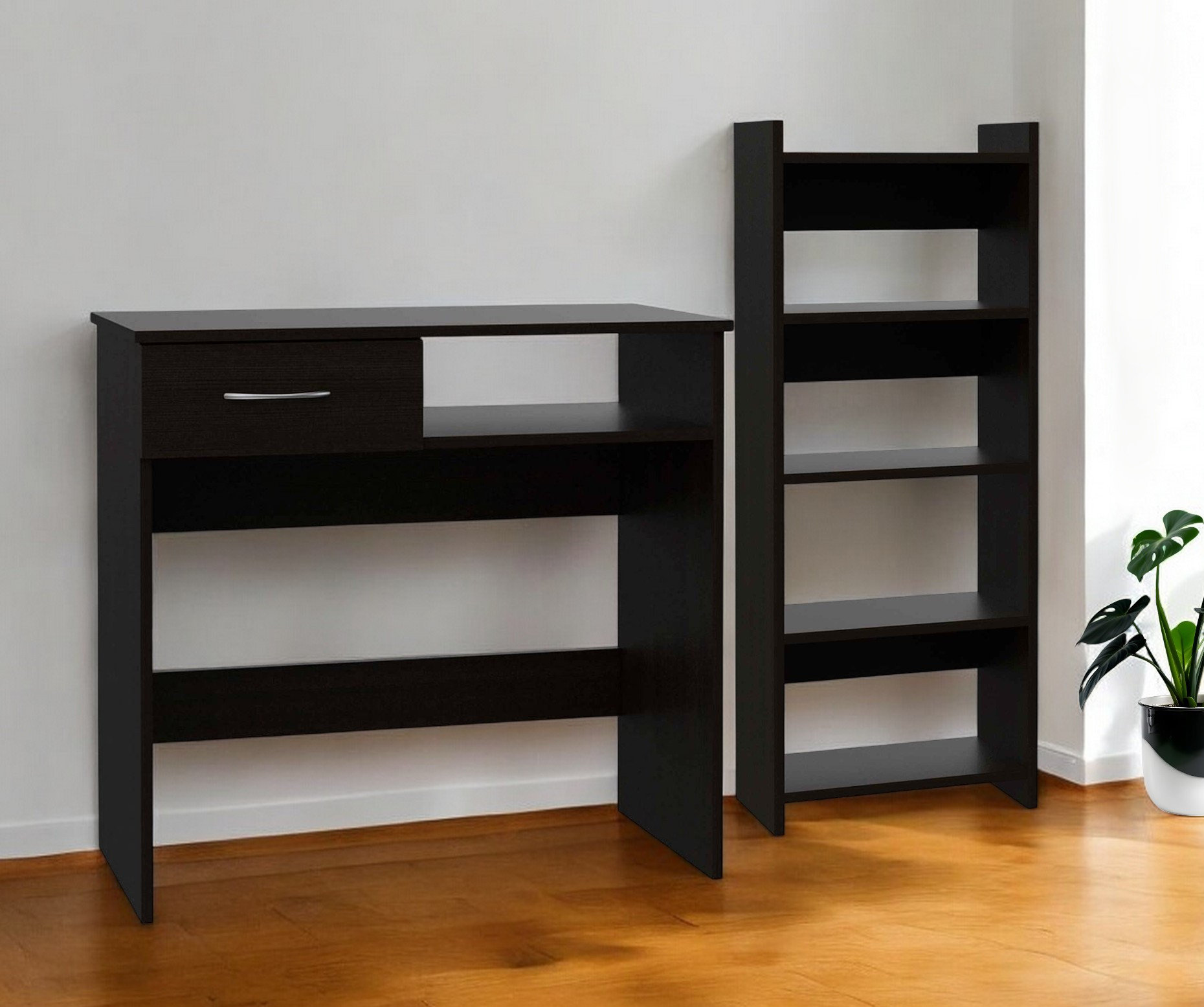 Latitude Run® 32" Black Computer Desk Desk And Bookshelf Set - Wayfair ...