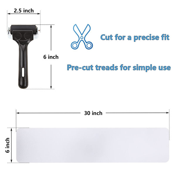 Symple Stuff Stair Treads Non Slip 6" X 30", 15-Pack Pre-Cut Clear Anti ...