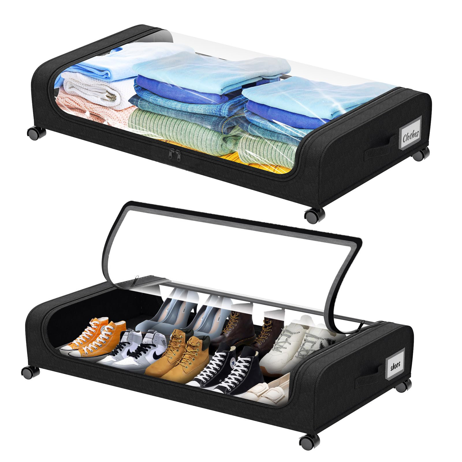 Hokku Designs 2-Pack Large Capacity Under Bed Storage Box With Wheels ...