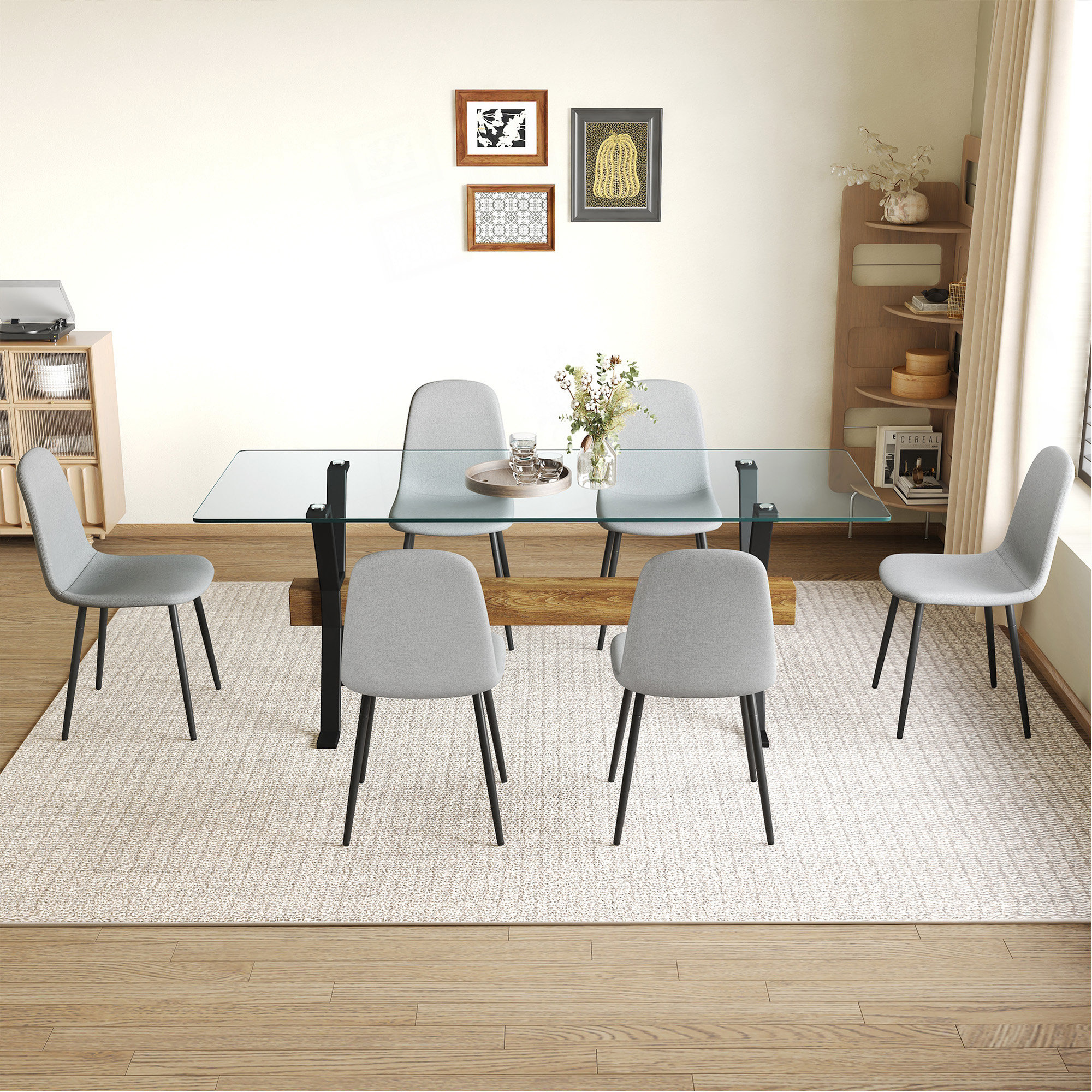 17 Stories Table And Chair Set.79"X31.5" With X-Shaped Black Metal ...