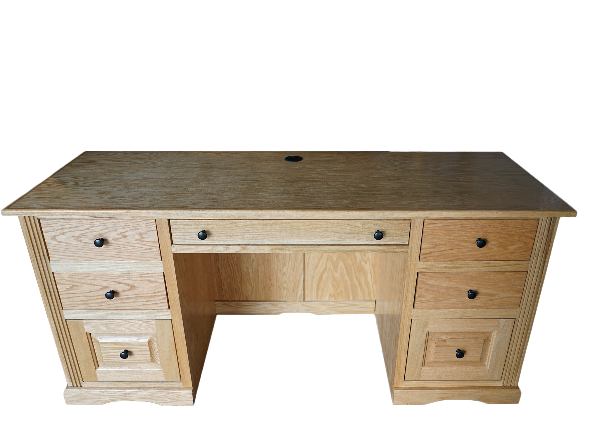 Foundry Select Rafeef 4 Letter Drawer Solid Wood Executive Desk ...