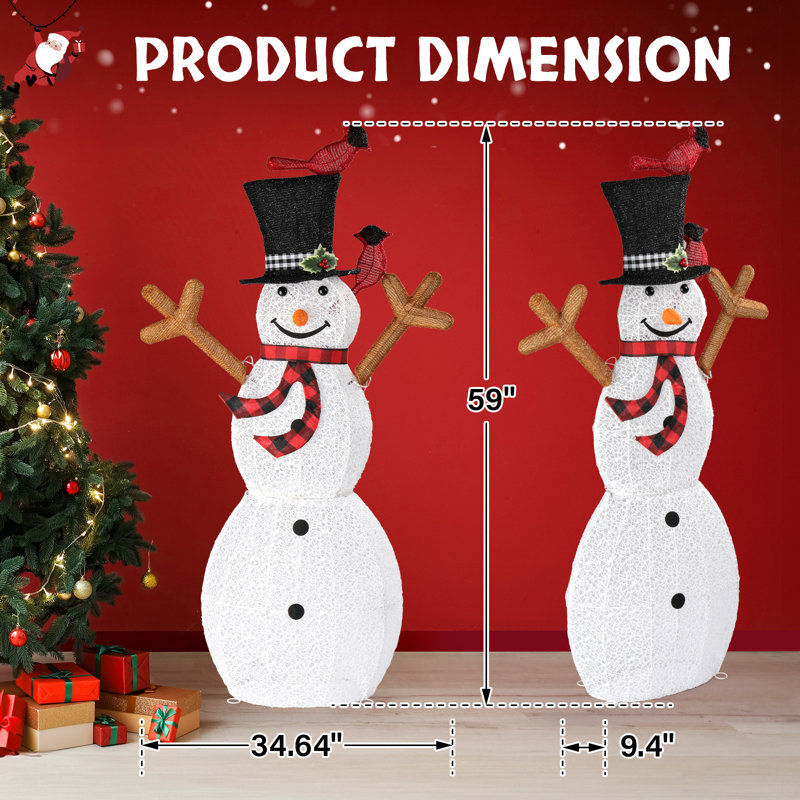 The Holiday Aisle® Lighted Snowman Christmas Yard Decoration | Wayfair