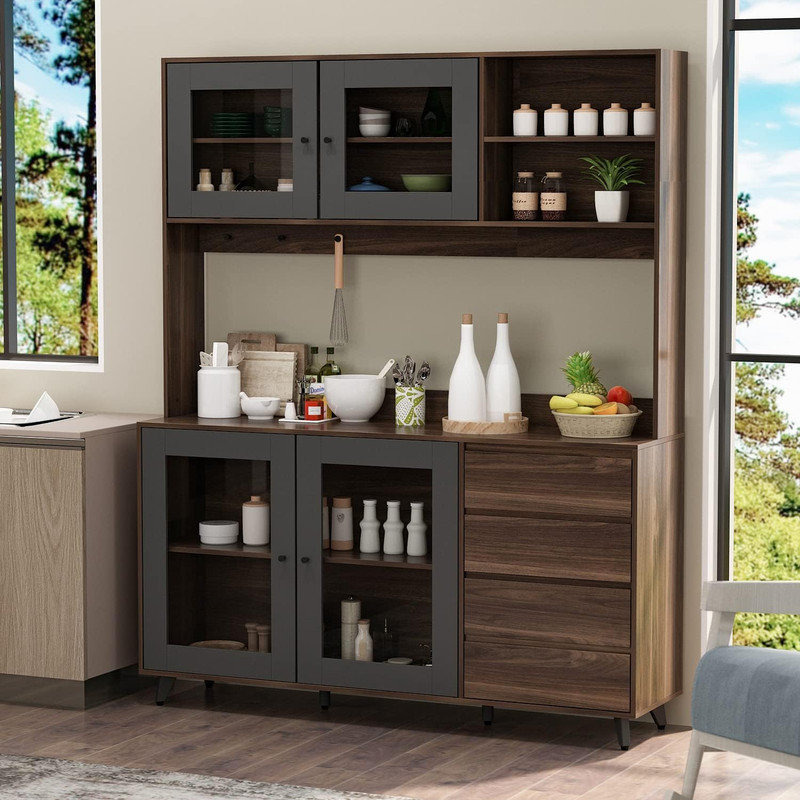 Loon Peak Large Kitchen Hutch Storage Cabinet, Pantry Cabinets with ...