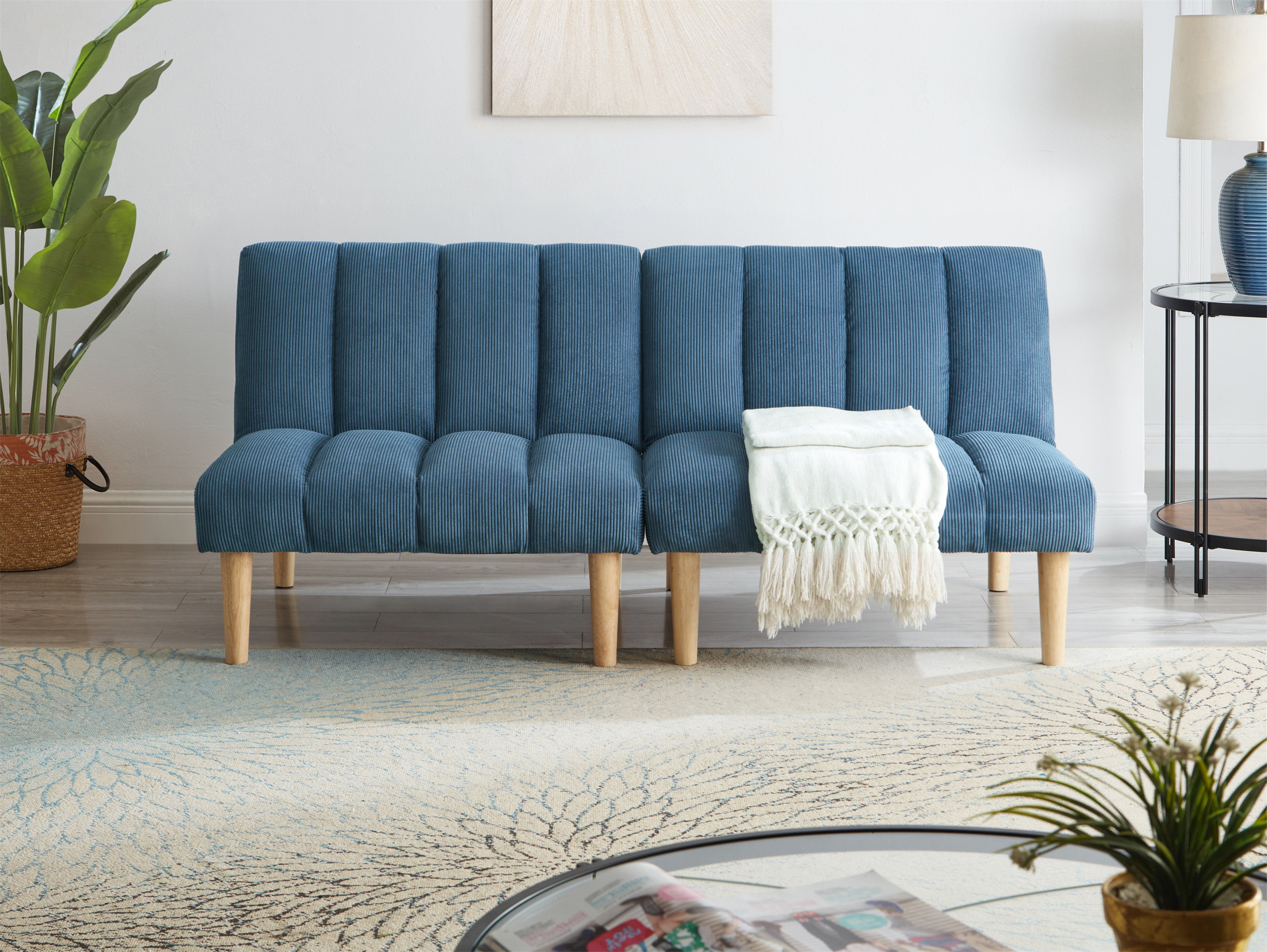 Ebern Designs Saphina 65.75'' Velvet Sleeper | Wayfair