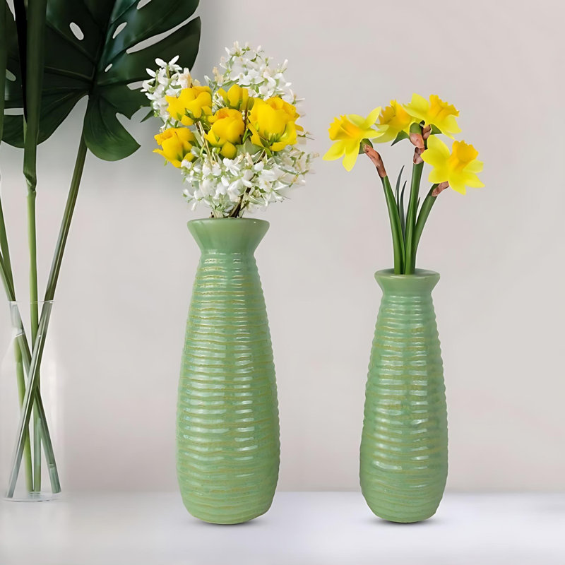 Winston Porter Deyshawn Cylinder Ceramic Table Vase Set | Wayfair