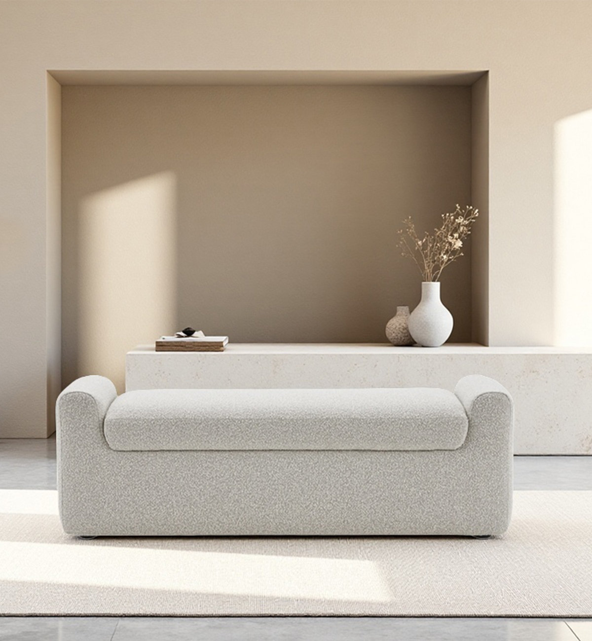 Hokku Designs Italian-Style Berber Fleece Upholstered Flip-Top Storage ...
