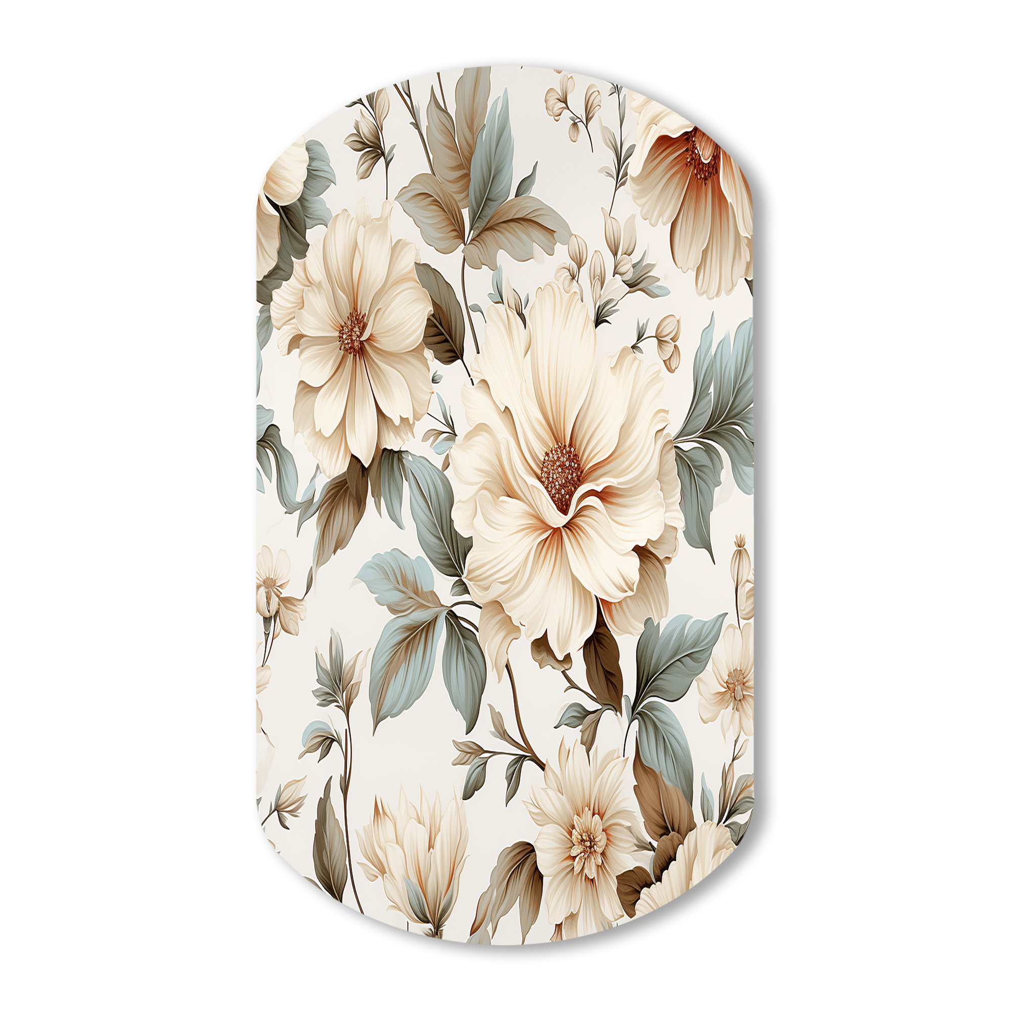 Design Art Vintage Florals - Plants Cylinder Shape Irregular Metal Wall ...