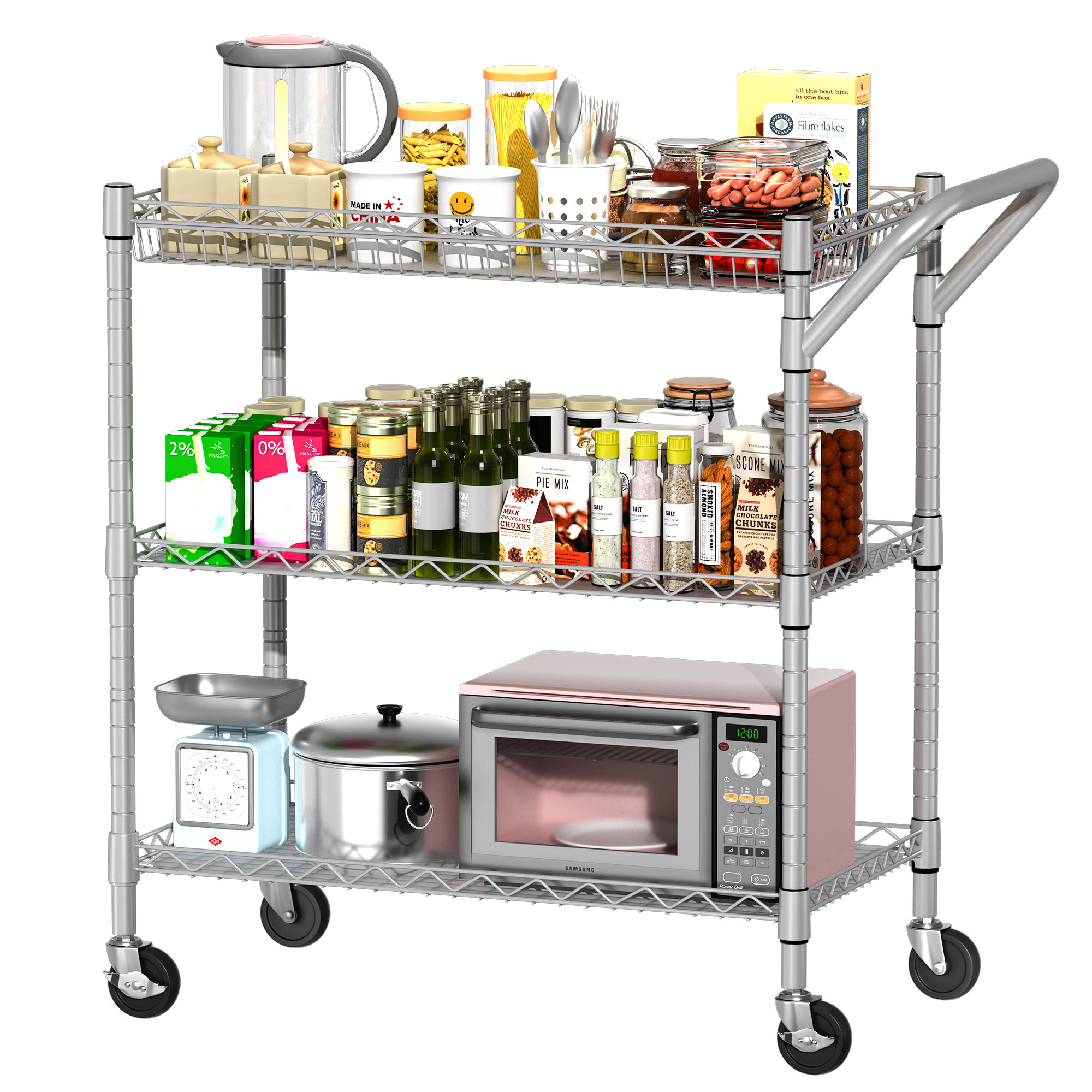 Rebrilliant 3tier Heavy Duty Rolling Utility Cart, H,commercial Grade ...