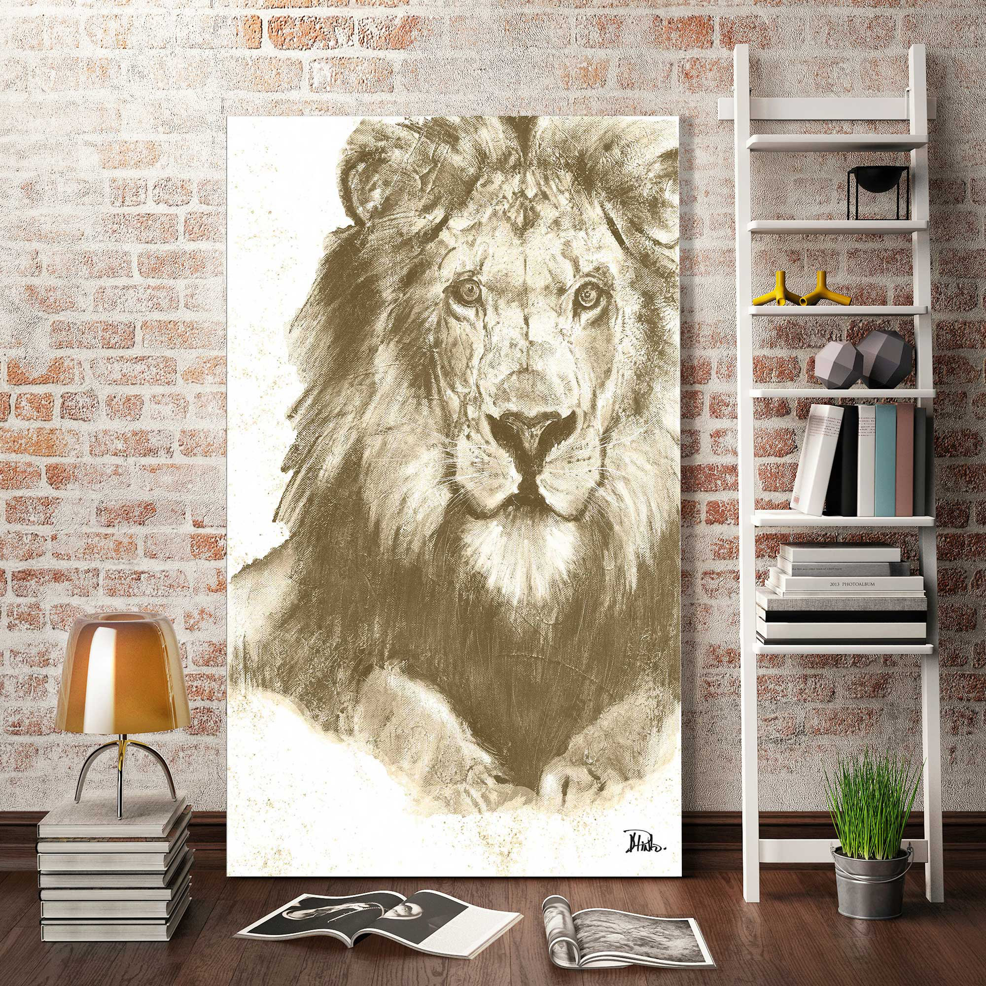 World Menagerie Muted Lion On Canvas by Patricia Pinto Print | Wayfair