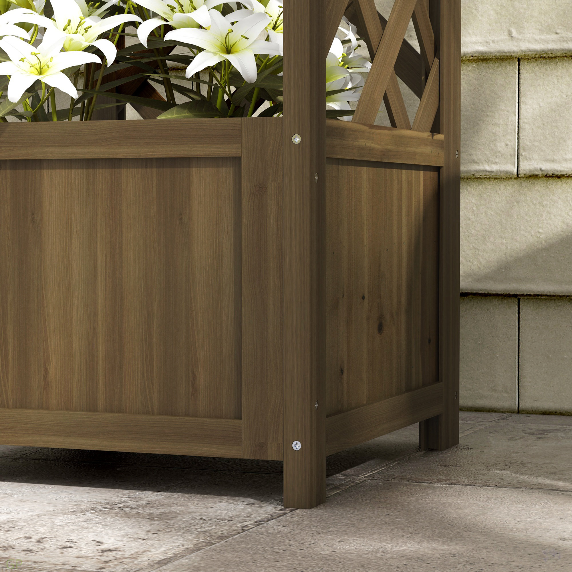 Gracie Oaks Outsunny Wooden Raised Garden Bed With Trellis, 57 ...