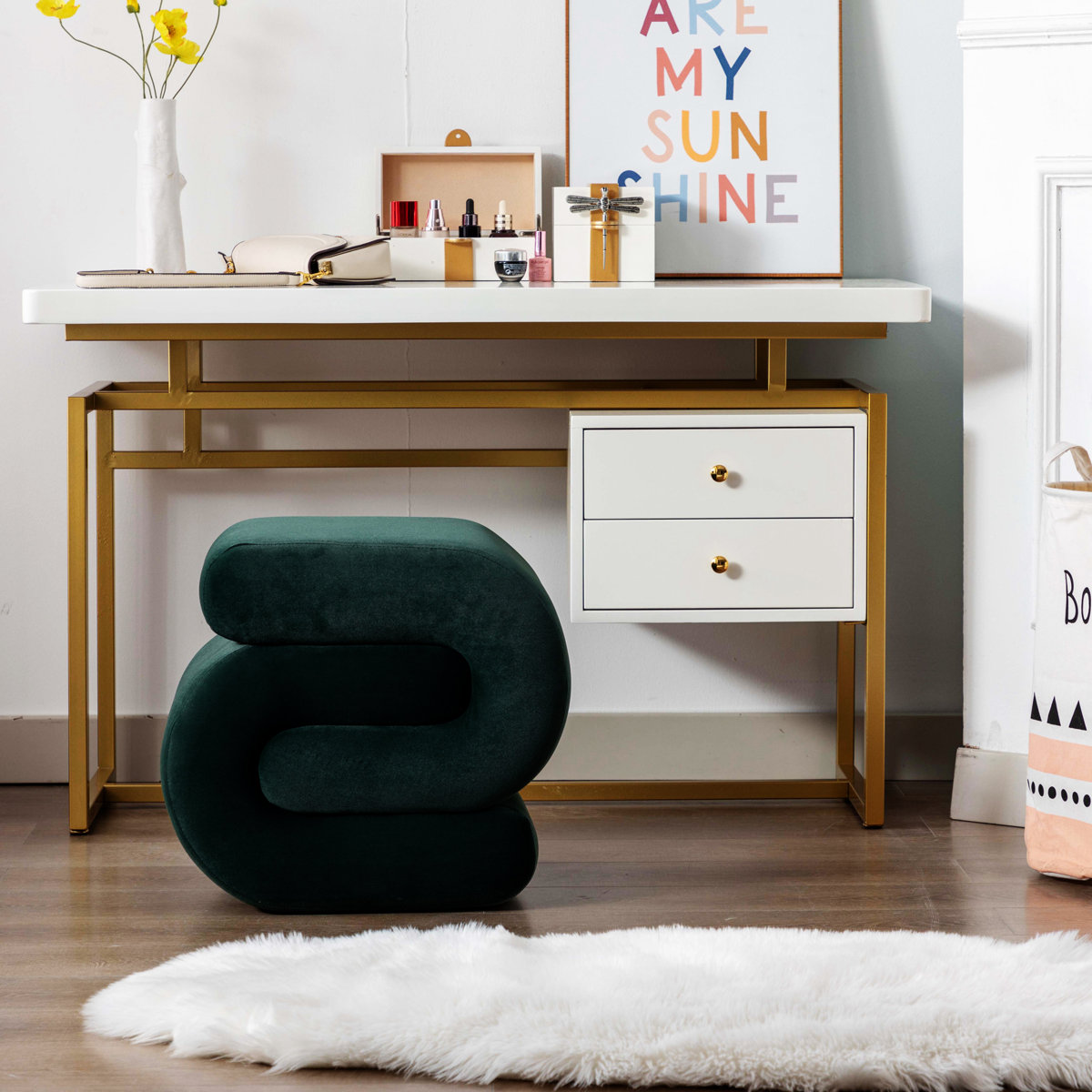 Brayden Studio® Serpa S-shape Ottoman-Makeup Stool-Footstool & Reviews ...