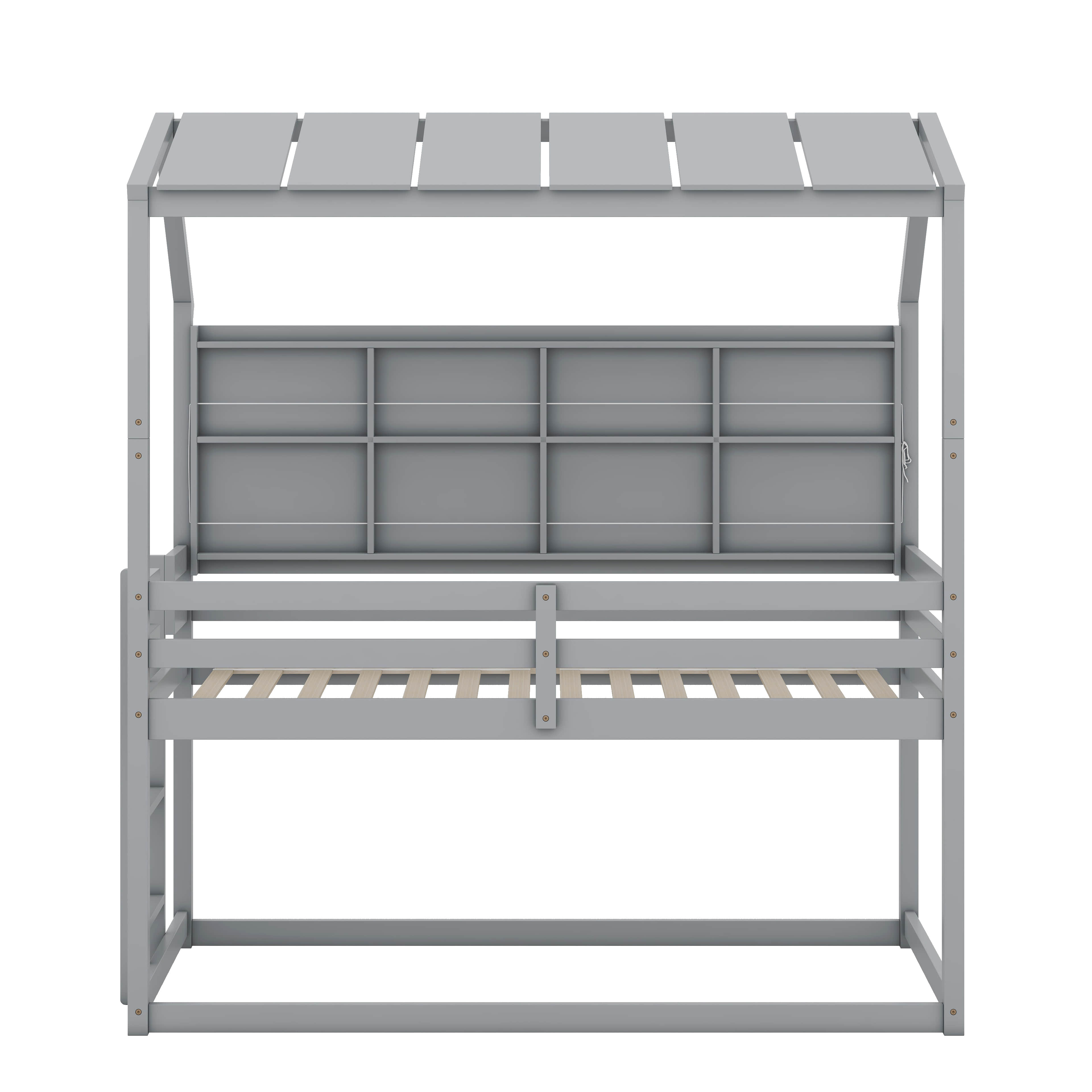 Ophelia & Co. Bunk Bed Twin Over Twin, House Bunk Beds With Built-In ...