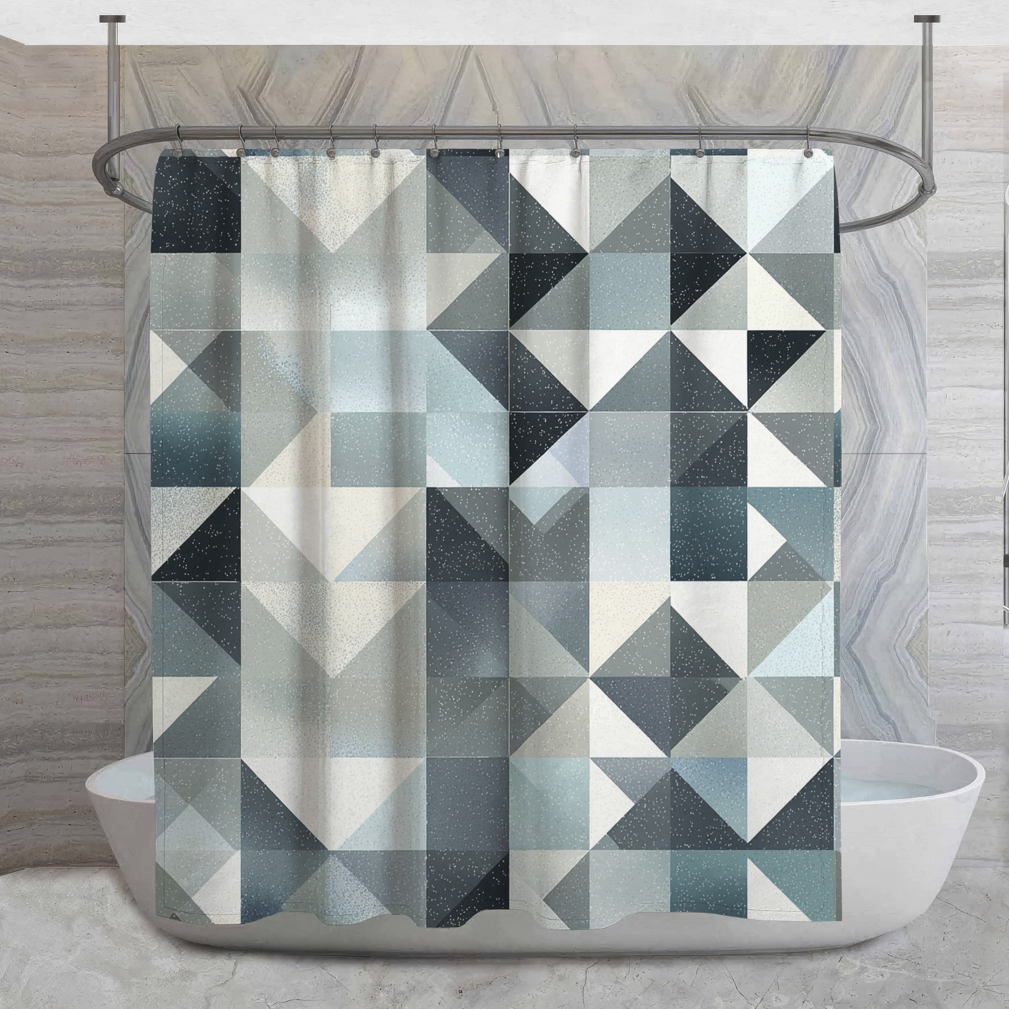Orren Ellis Abstract Geometric Shower Curtain - Abstract Bathroom Decor ...