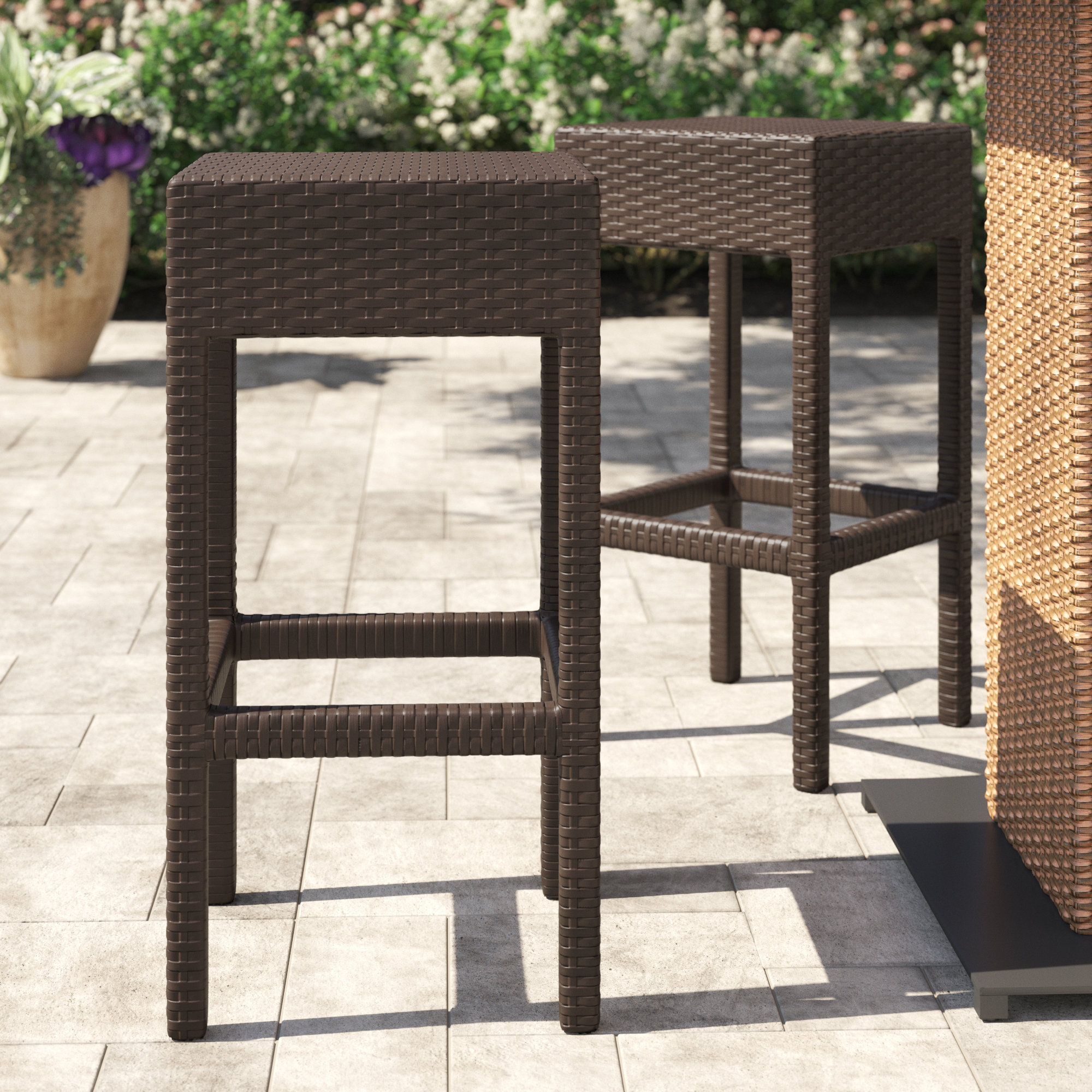 Lark Manor Anishia Wicker Outdoor Stool & Reviews | Wayfair