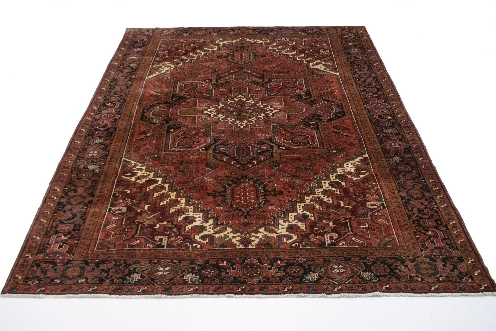 ADMINRUGS One-of-a-Kind Hand-Knotted 1980s Heriz Brick Red 10'1" x 13 ...