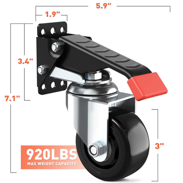 SPACEKEEPER Workbench Caster Kit 920Lbs Heavy Duty Retractable Casters ...