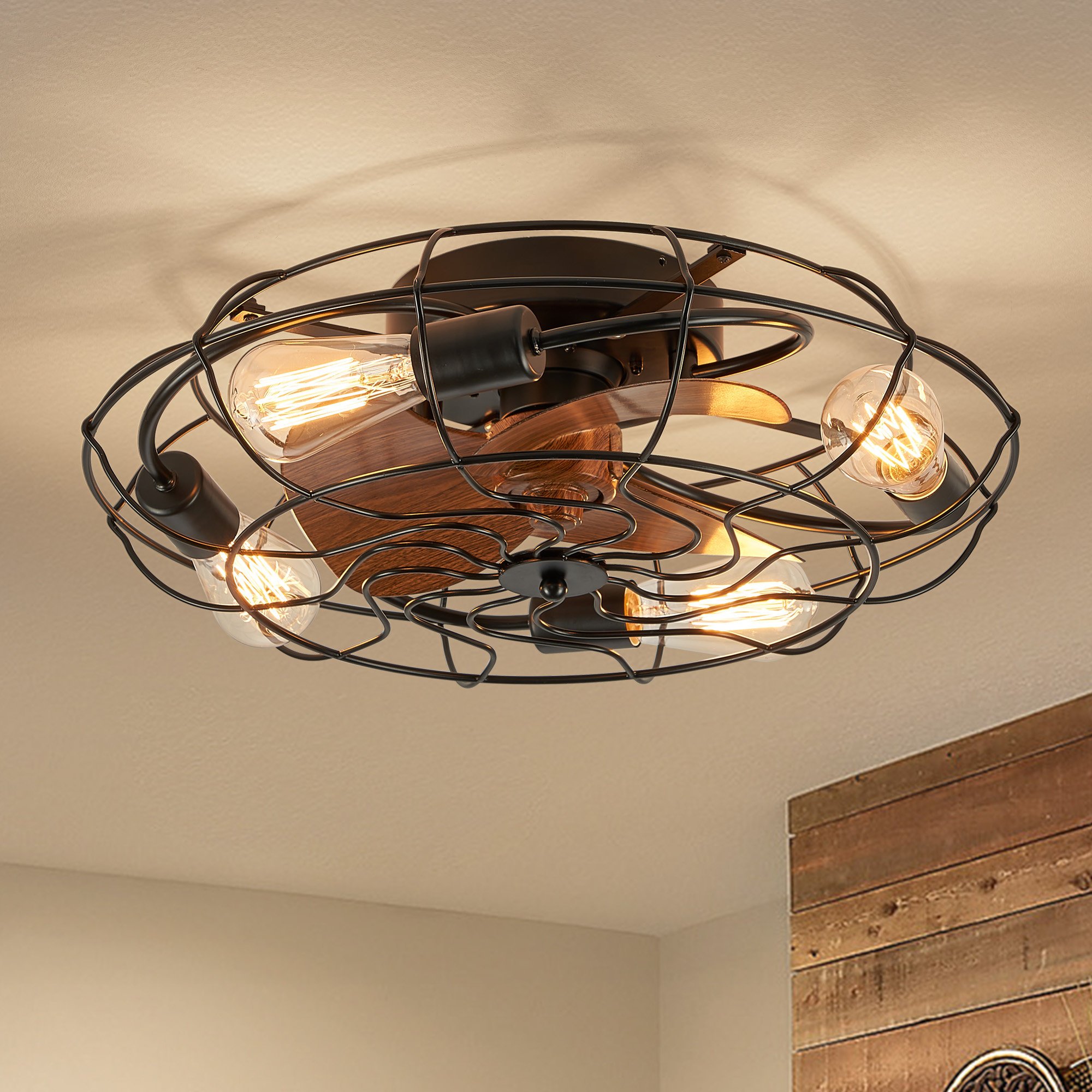 Williston Forge 20.4" Bloneva Farmhouse Caged Ceiling Fan with Light ...