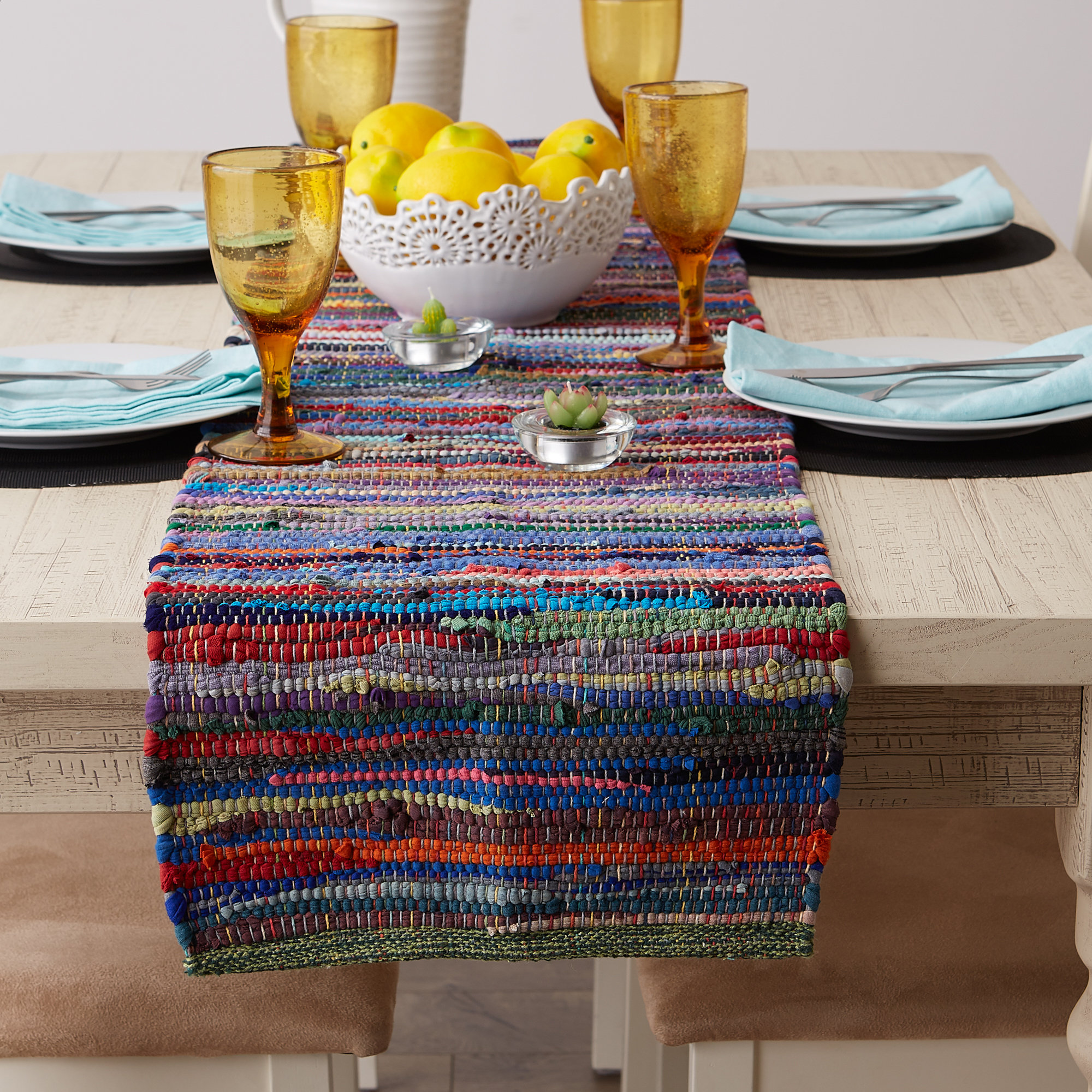 World Menagerie Aelia Striped 100% Cotton Table Runner & Reviews | Wayfair