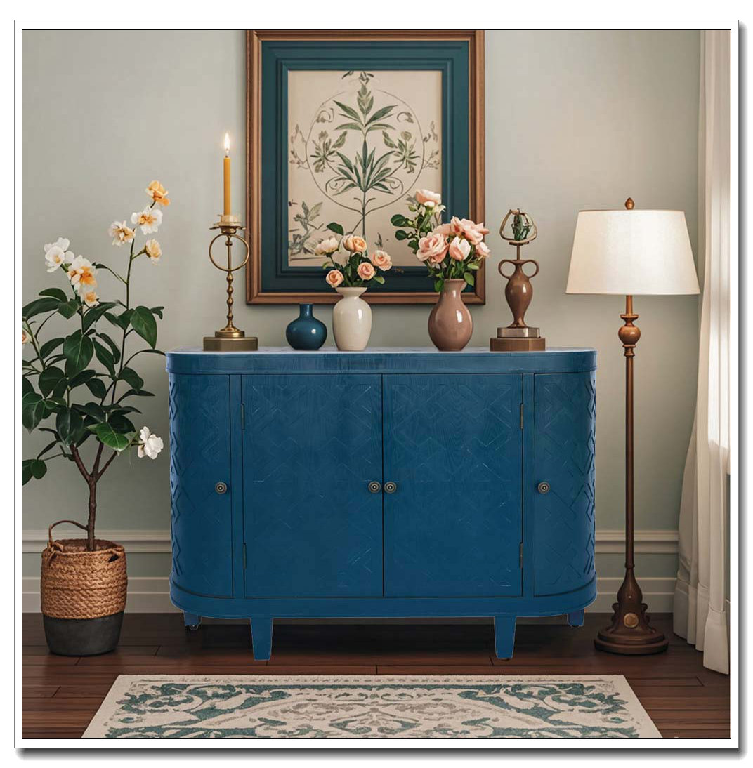 Latitude Run® Four-Door Oval Fluted Accent Storage Buffet Cabinet ...