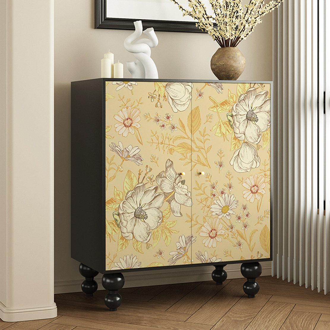 Canora Grey Chinese elegant floral shoe cabinet | Wayfair