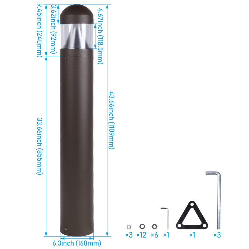 LEDVANS Commercial 3CCT LED Bollard Landscape Pathway Light, 43" 14W ...