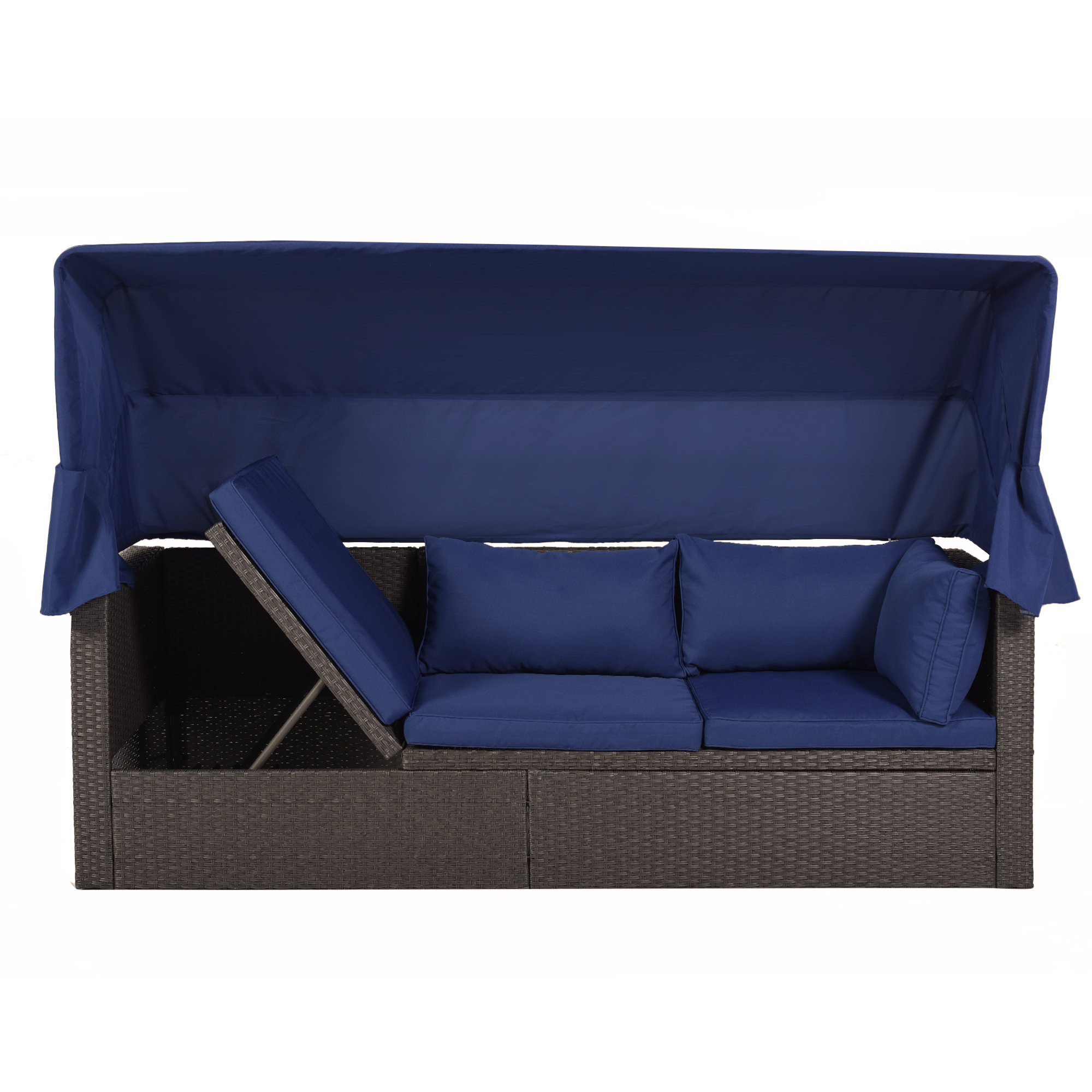 Latitude Run® Outdoor Patio Rectangle Daybed with Retractable Canopy ...