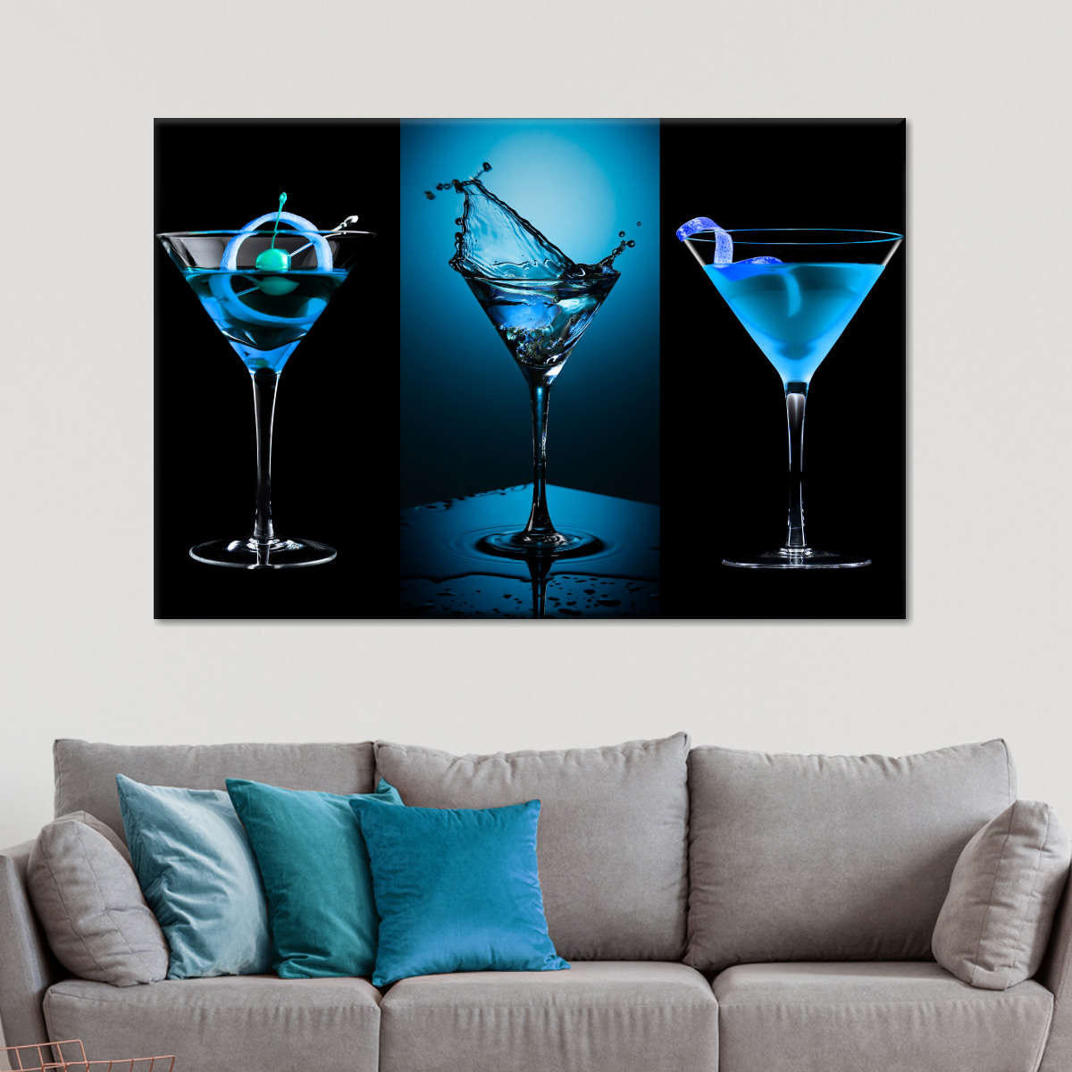 Ebern Designs Blue Cocktail Drinks Canvas Print | Wayfair