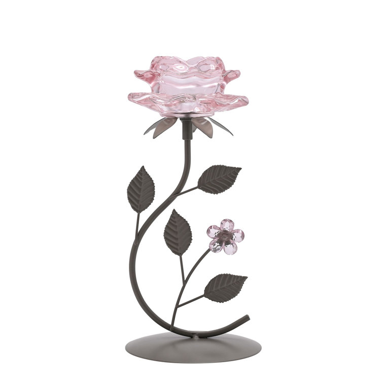 Rosdorf ParkPink Glass Rose Single Stem Candle Holder On Taupe Base ...