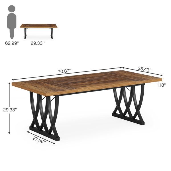 17 Stories Levontae 70'' Dining Table for 6-8 with Metal Base | Wayfair