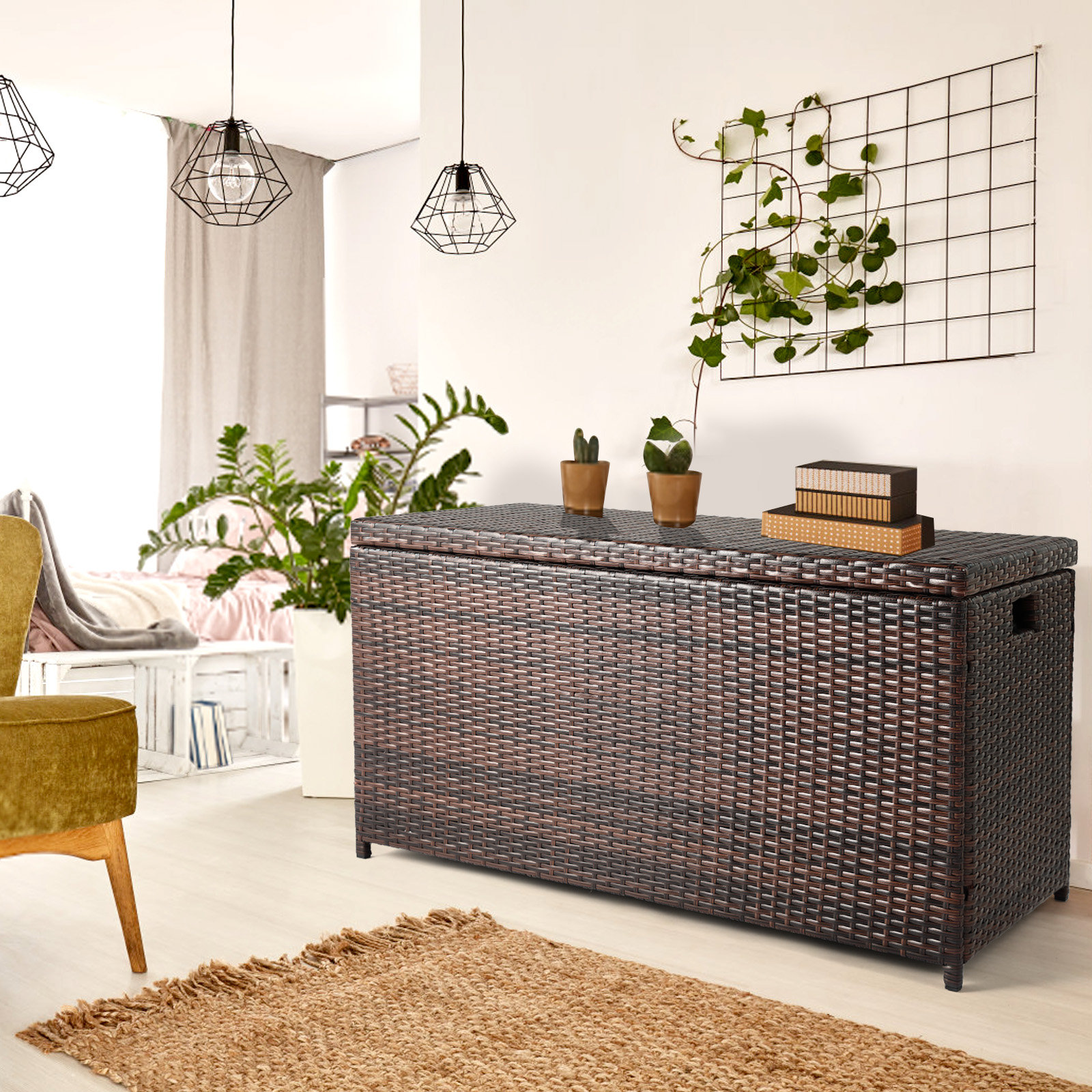 Cosvalve 130 Gallons Gallon Water Resistant Wicker Deck Box "& Reviews ...