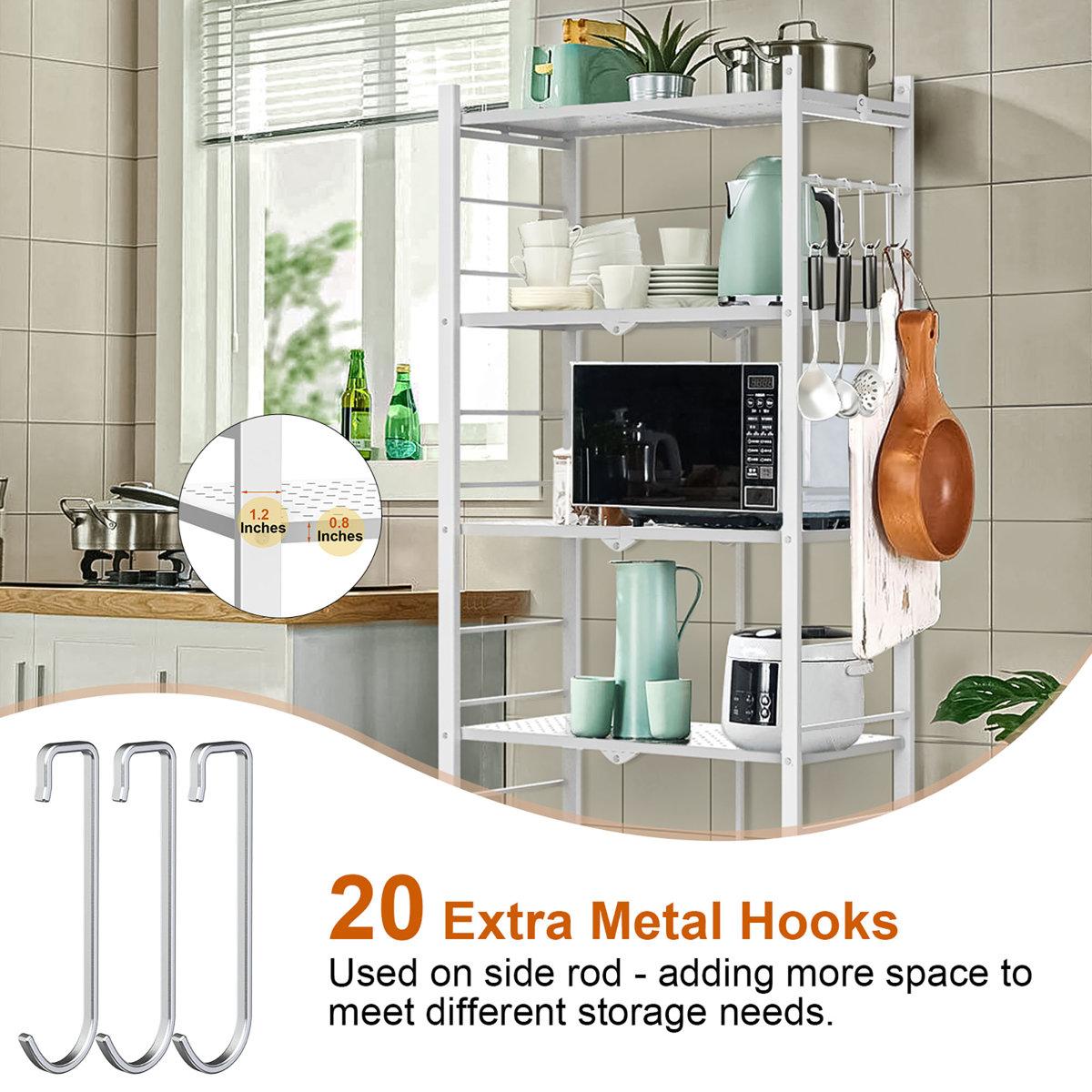 Rebrilliant Storage Shelves With 20 Hooks, 5-tier Collapsible ...