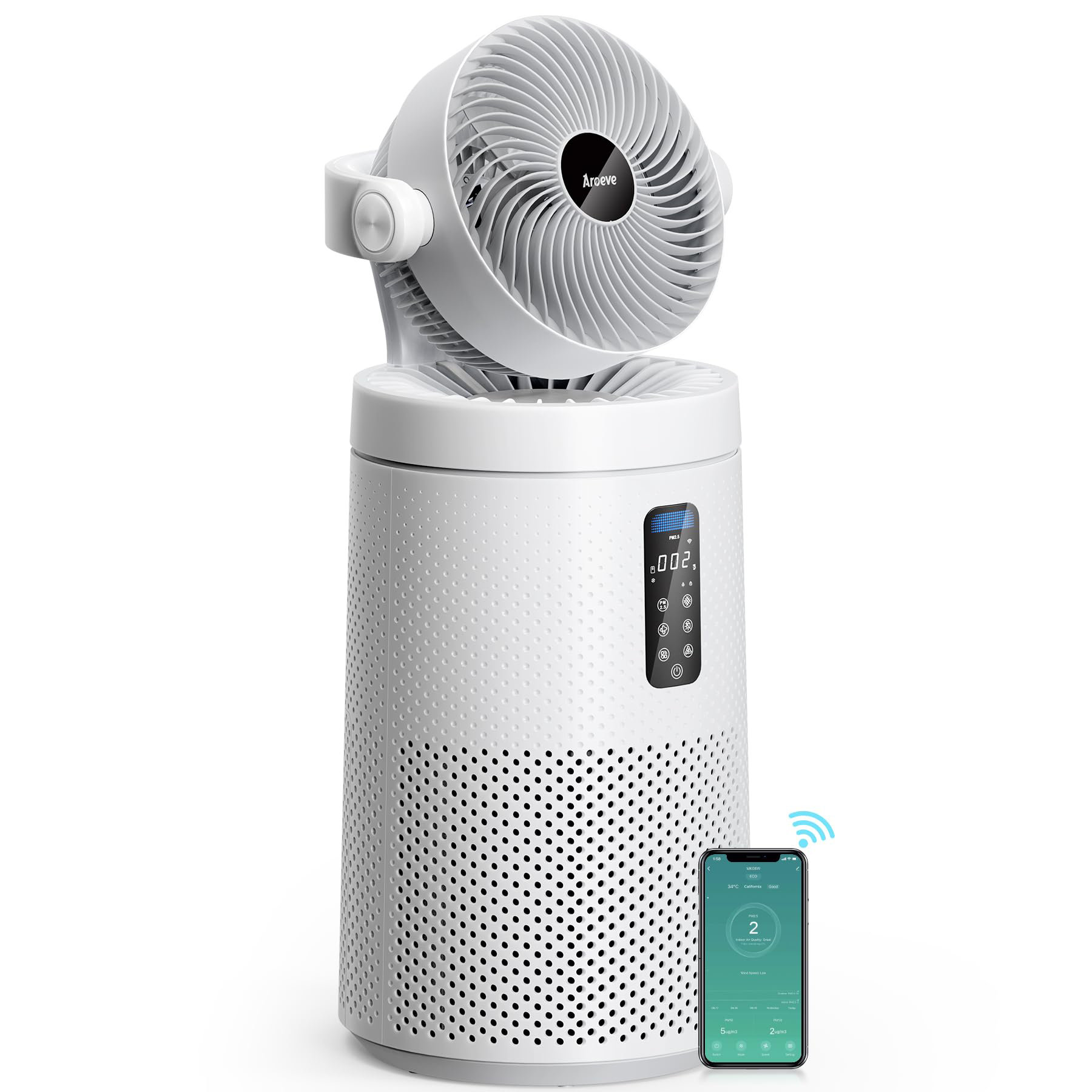 Kloudic AROEVE Air Purifiers Fan for Home Large Room With 2-In-1 Air ...
