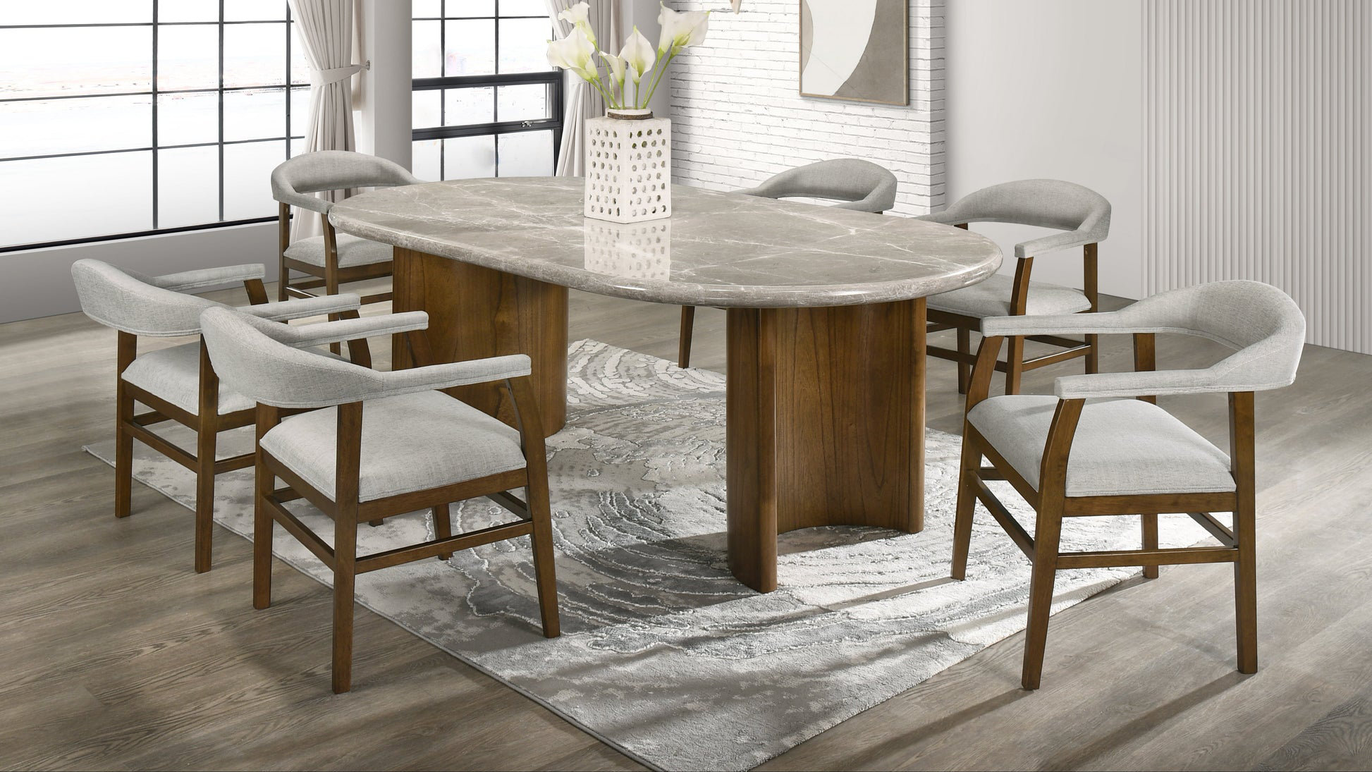 Latitude Run® Cyra Marble Top 7-Piece Dining Room Set | Wayfair