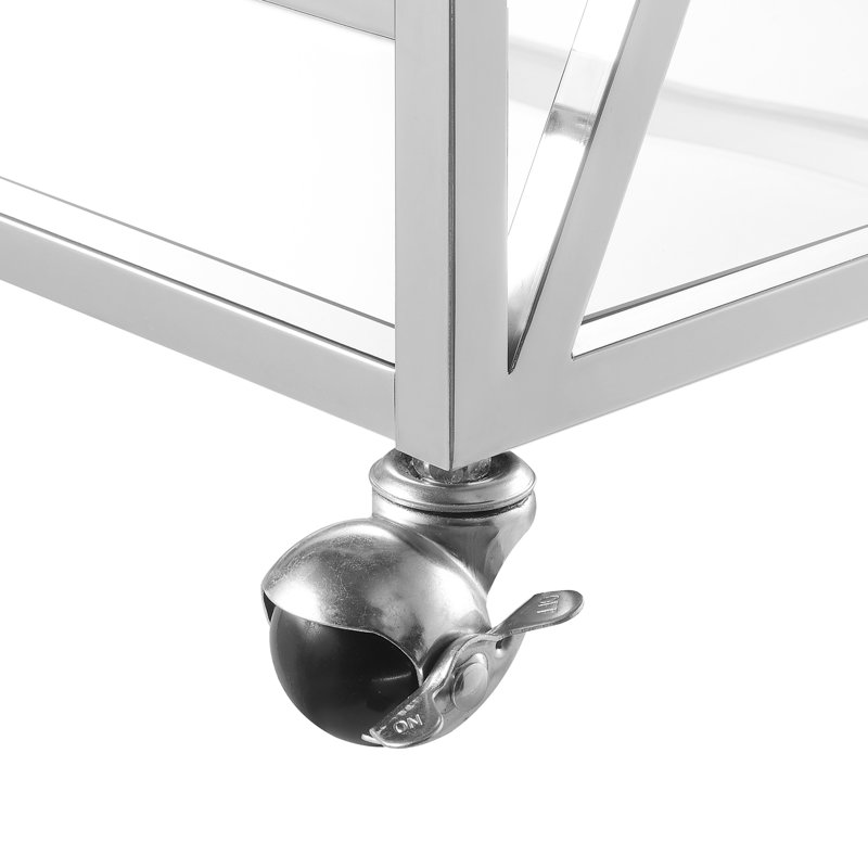 Ivy Bronx Damore Glass Bar Cart Table with Metal Frame & Reviews | Wayfair