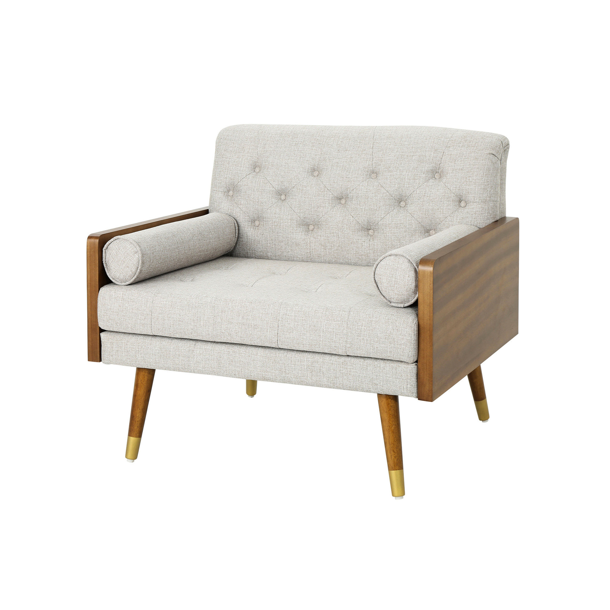 Wildon Home® Stylish Beige Club Chair With Mid-century Design, Button ...