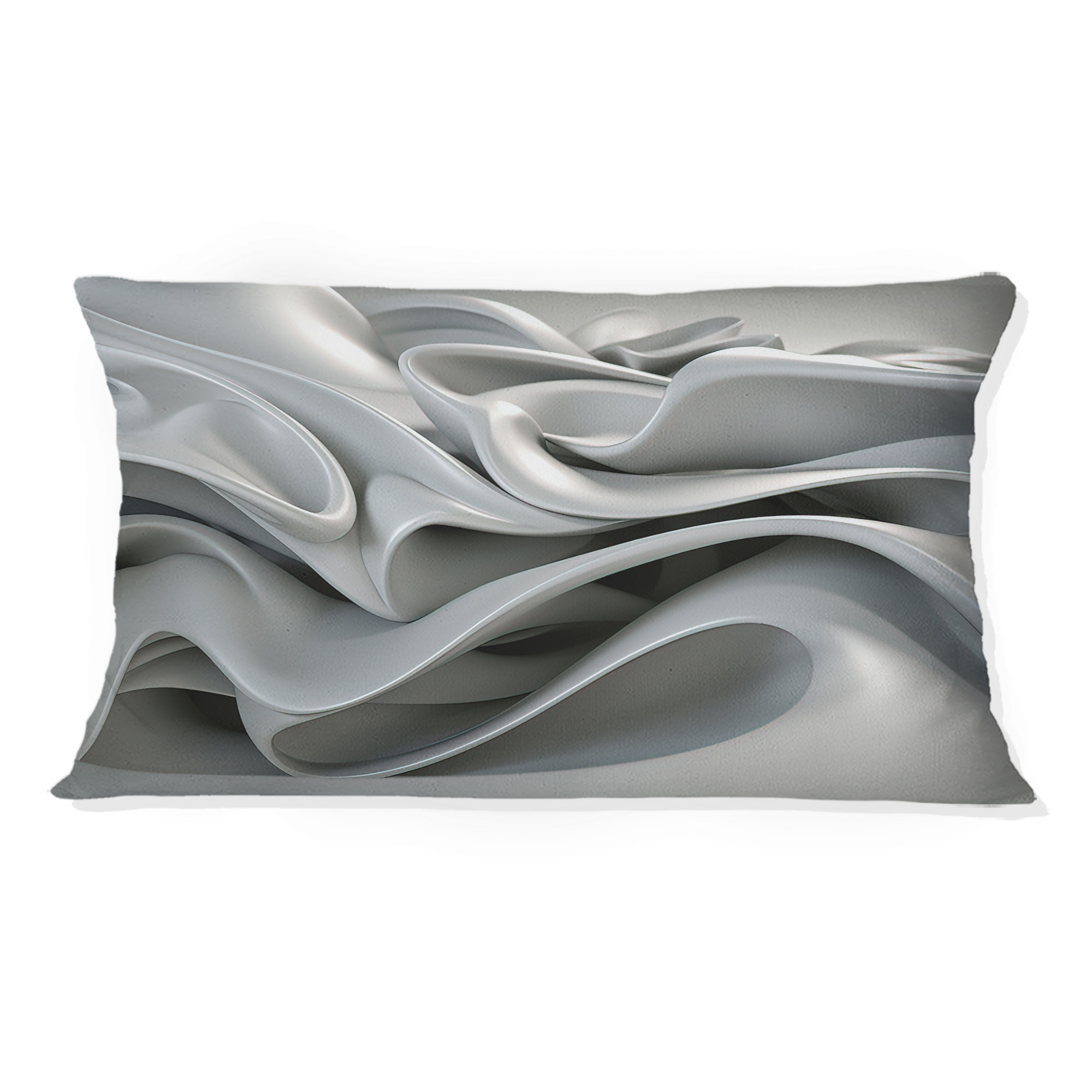Design Art Grey Infinite Ripples - Abstract Modern Waves Printed Pillow ...