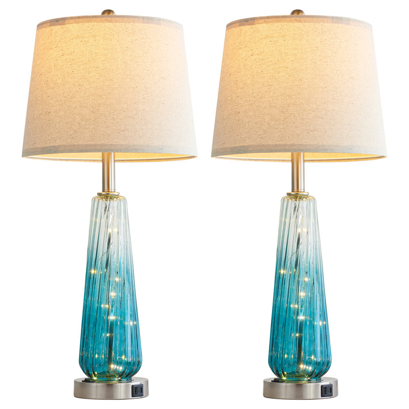 Ivy Bronx Lech Glass USB Table Lamp & Reviews | Wayfair