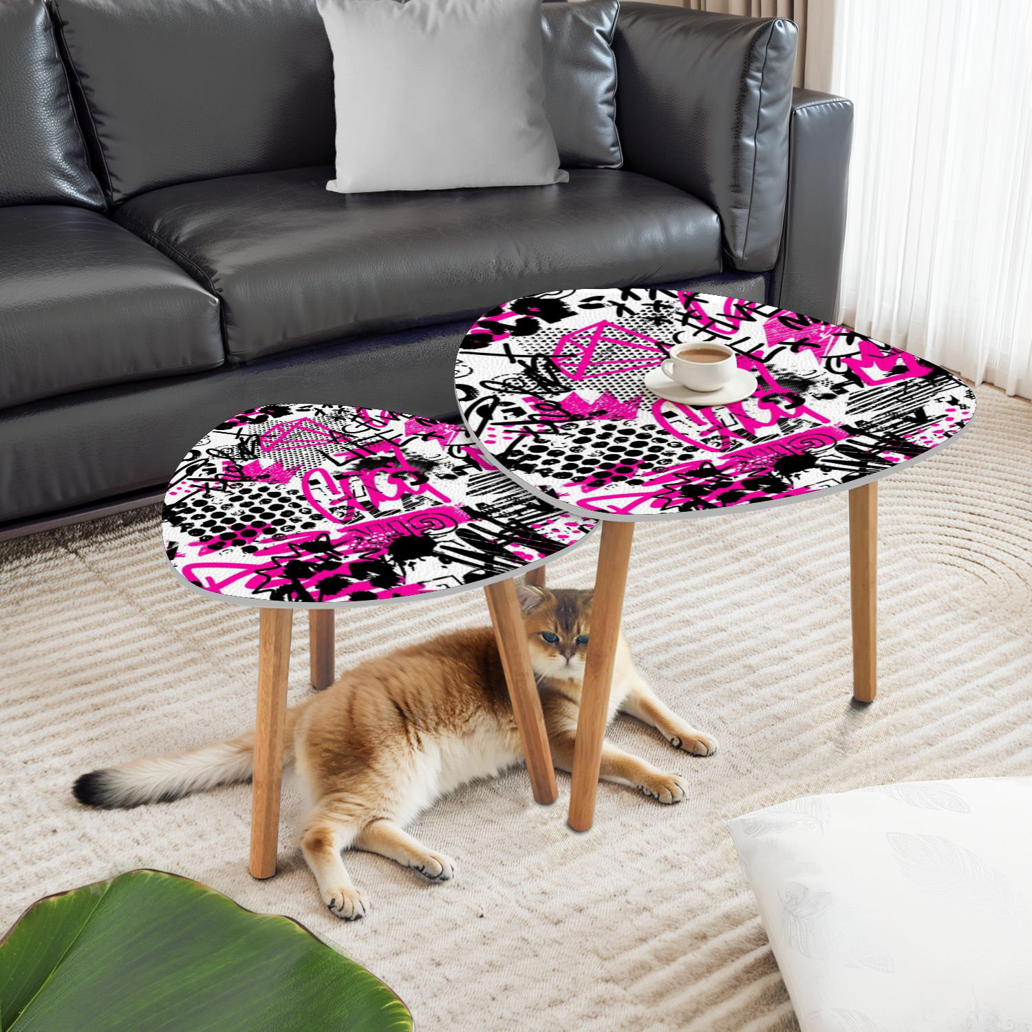 East Urban Home Triangle Nesting Coffee Table Set of 2 Abstract ...