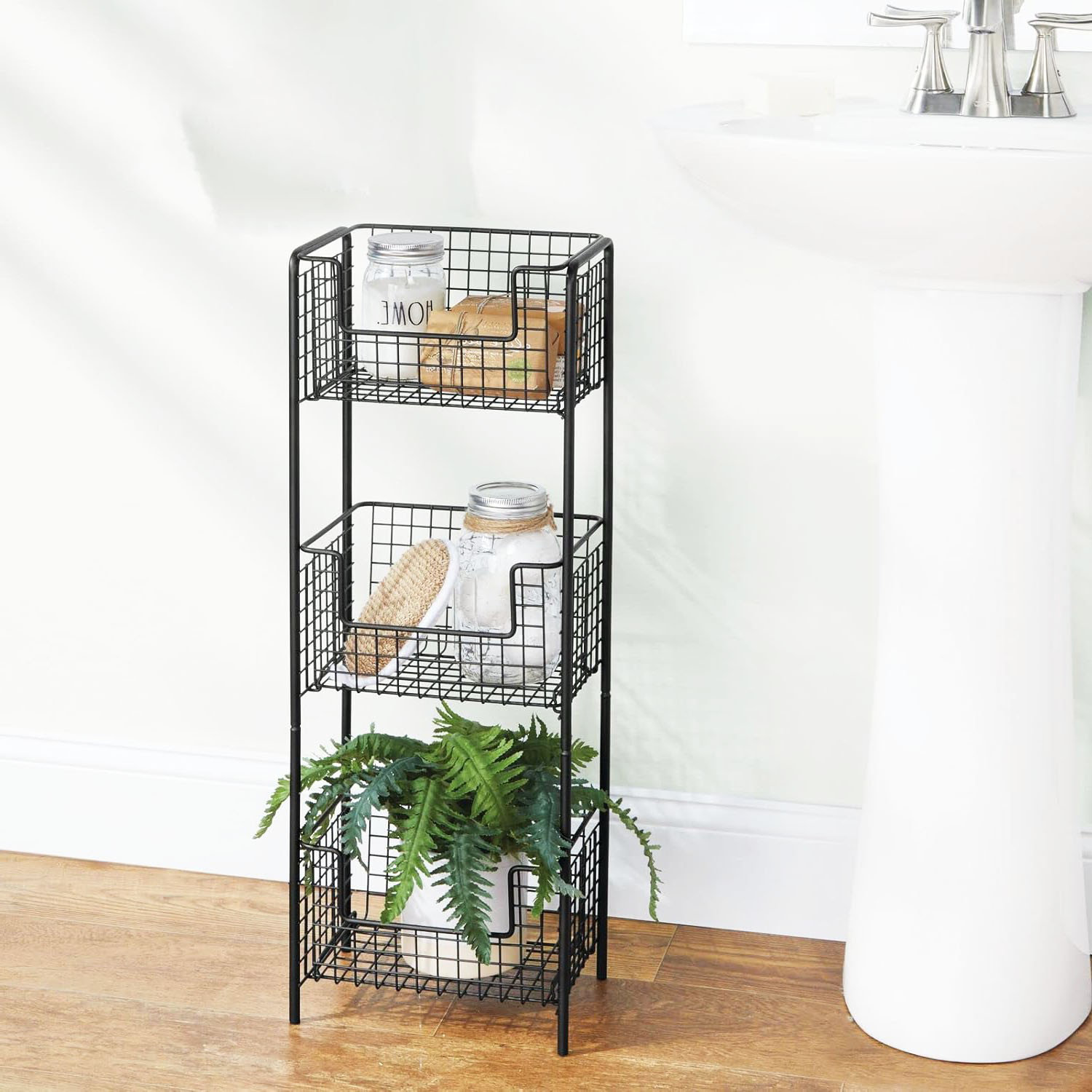 Rebrilliant Steel Freestanding Storage Organizer Tower Rack Basket Shel ...