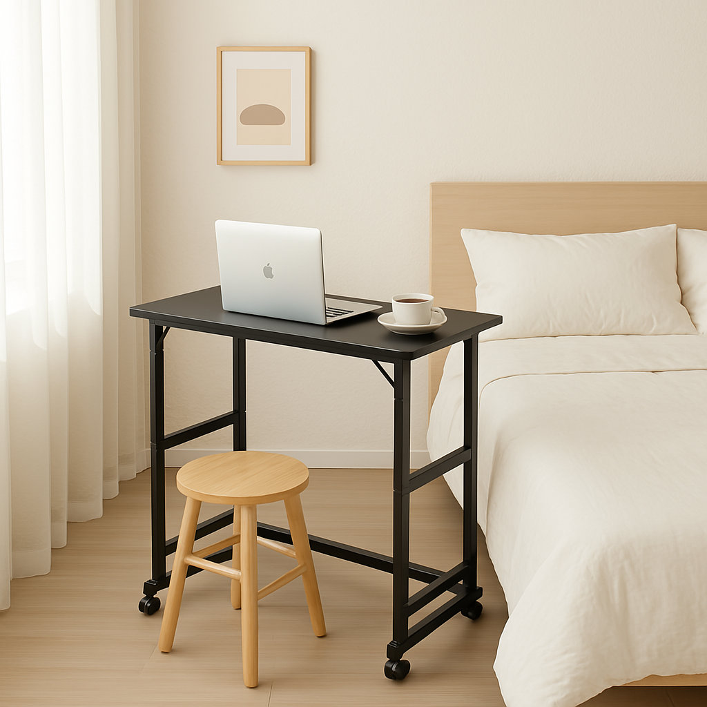 Ebern Designs 31.5" W Black Folding Standing Desk With Casters, Compact ...