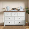 August Grove® 7 Drawer Dresser In Distressed Beige, Vintage American ...