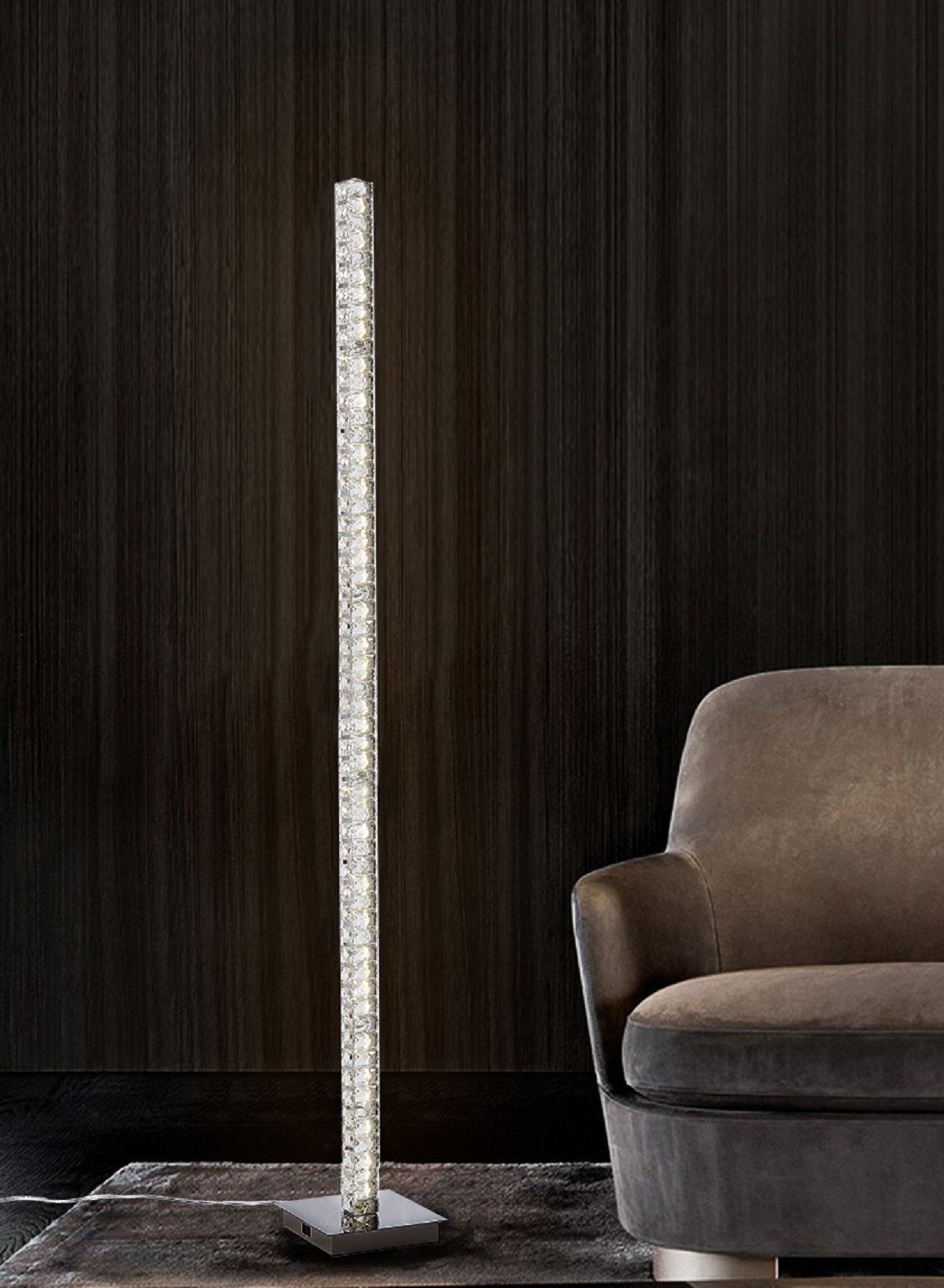 Orren Ellis Boyadjis Chrome LED Column Crystal Floor Lamp & Reviews ...