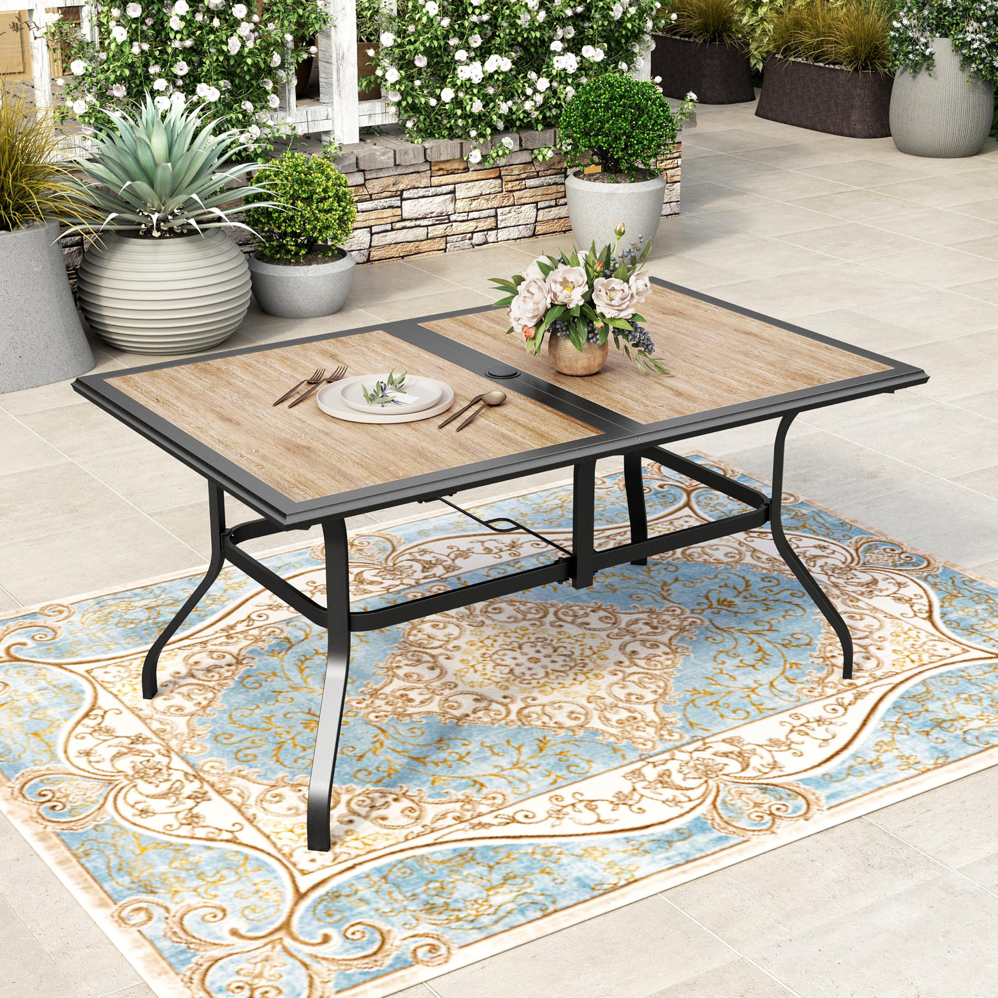 Lark Manor™ 60 Inch Patio Dining Table, Rectangular Outdoor Dining ...